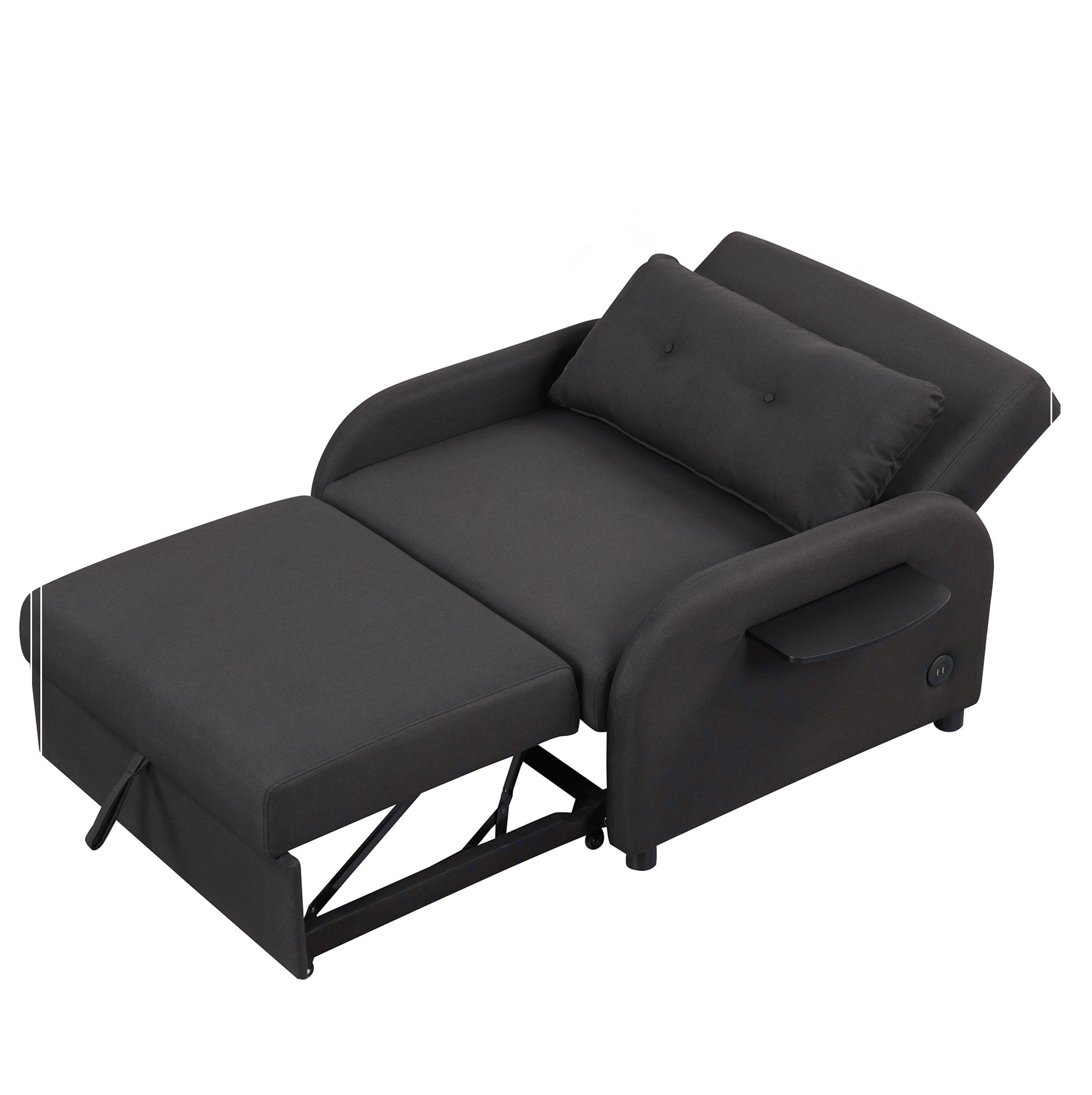 Latitude Run® pull out sofa sleeper 3 in 1 with 2 wing table side ...