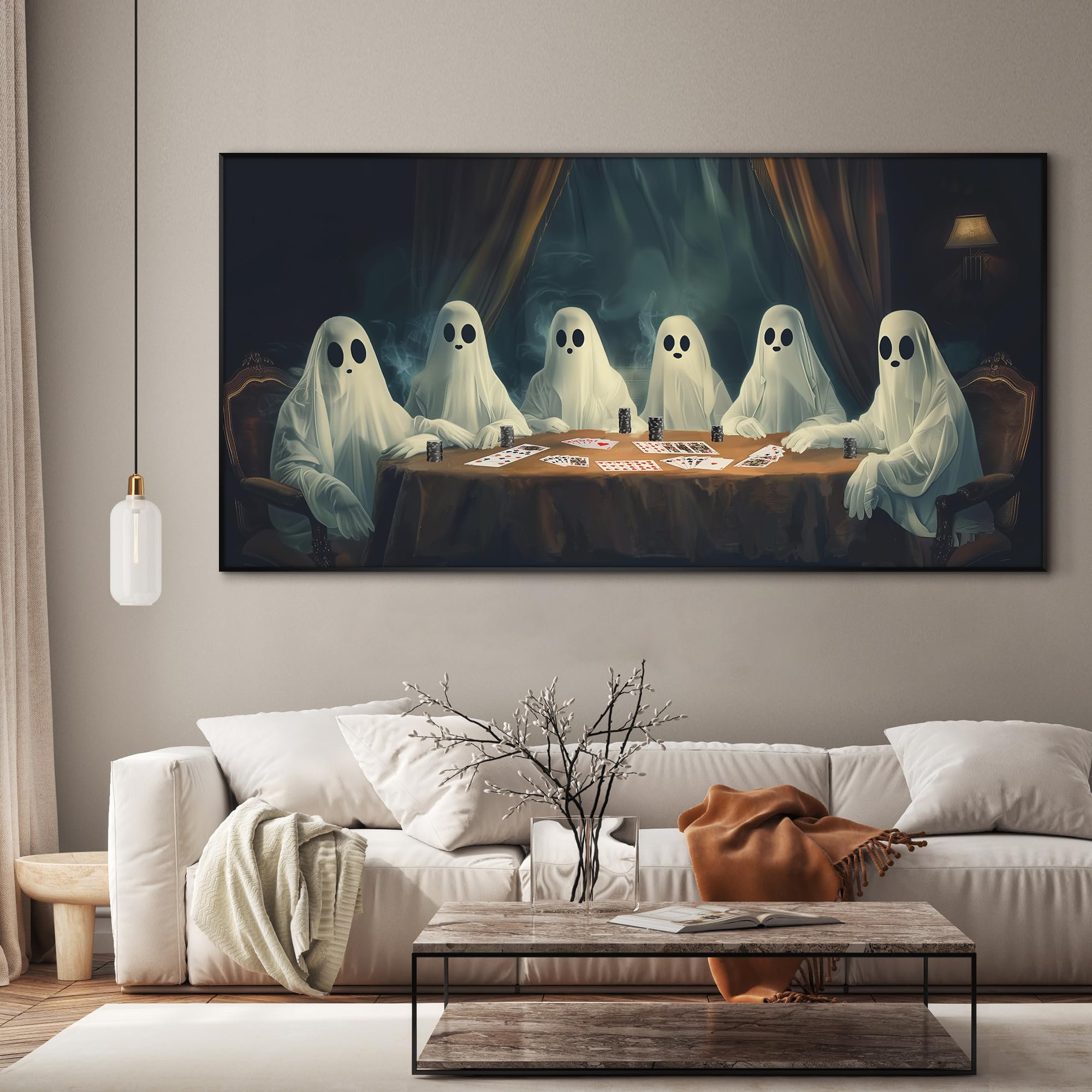 SIGNLEADER Extra Large Wall Art Fabric Print - Playful Ghosts Poker ...