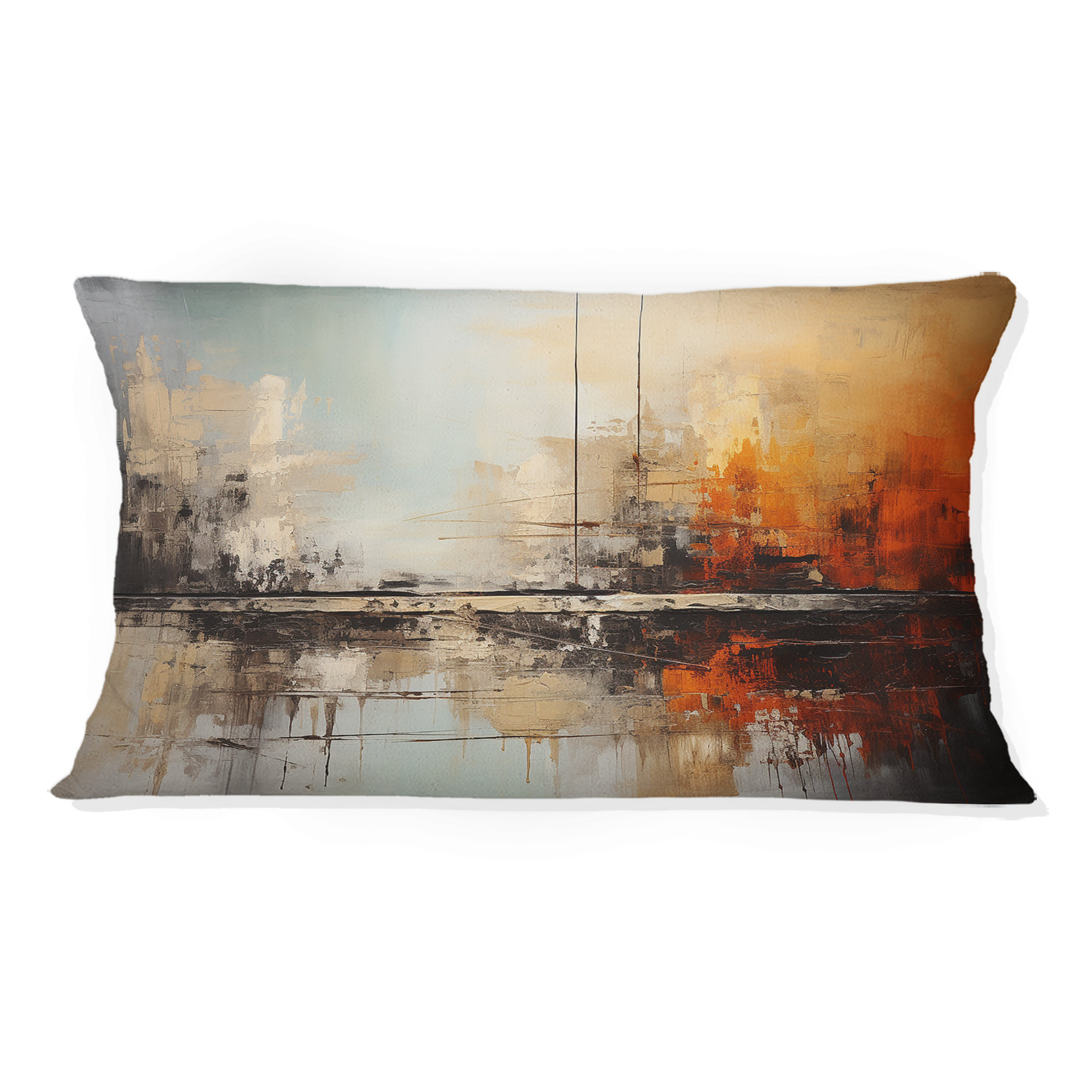 Design Art Teal Orange Bold Energy II - Dams Printed Throw Pillow | Wayfair