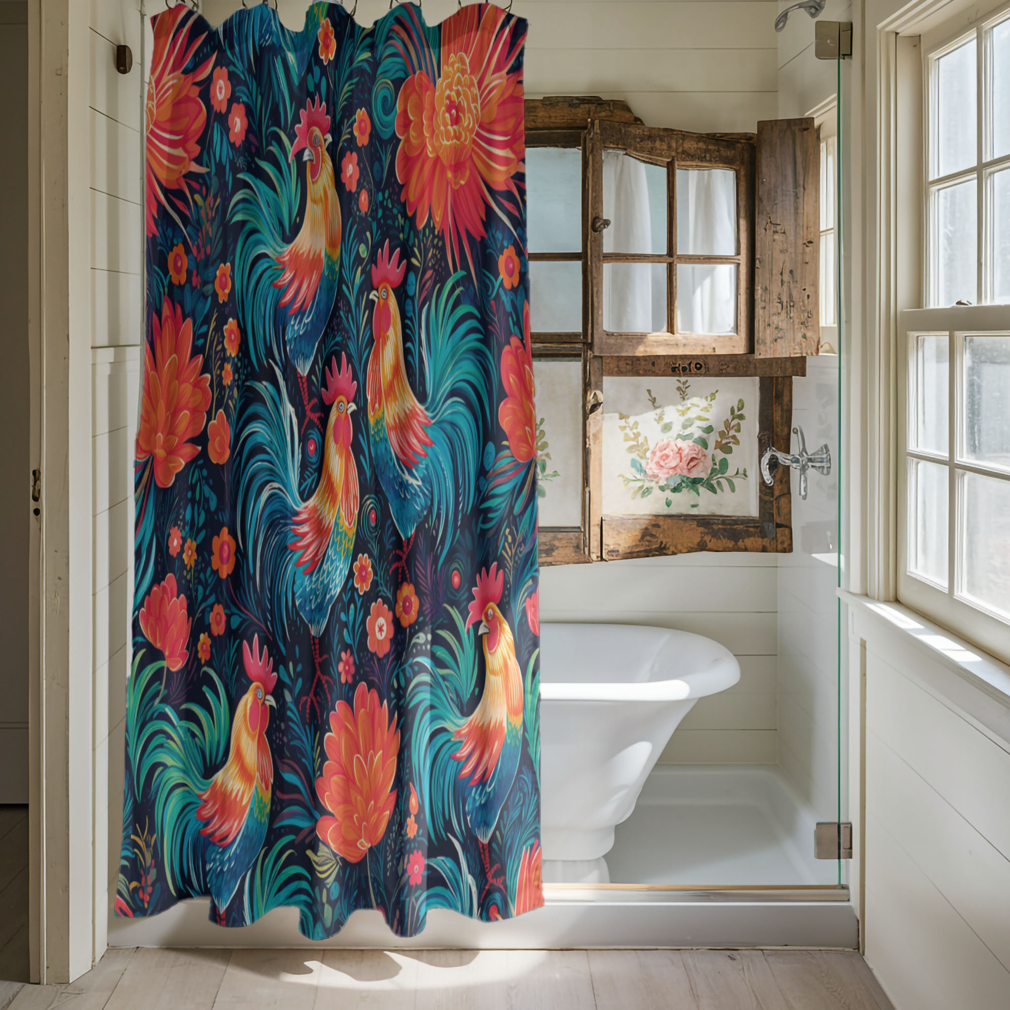 East Urban Home Preppy Hen Motifs - 1 Piece Standard Shower Curtain ...