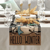 August Grove® Hello Winter Snowman Table Runner, Black White Buffalo ...