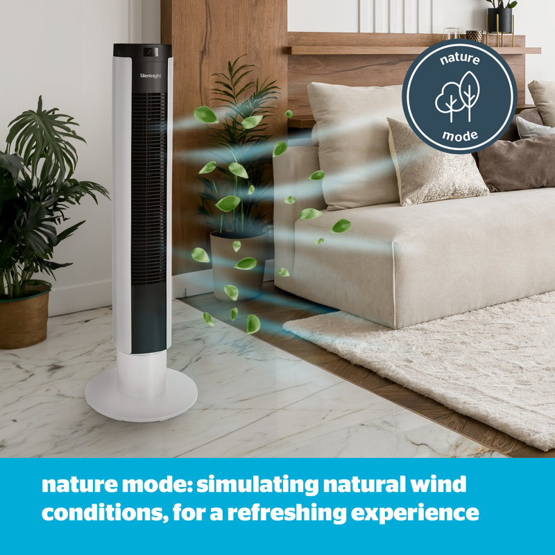 Silent Night Silentnight Airmax Oscillating Quiet Tower Fan with Remote ...
