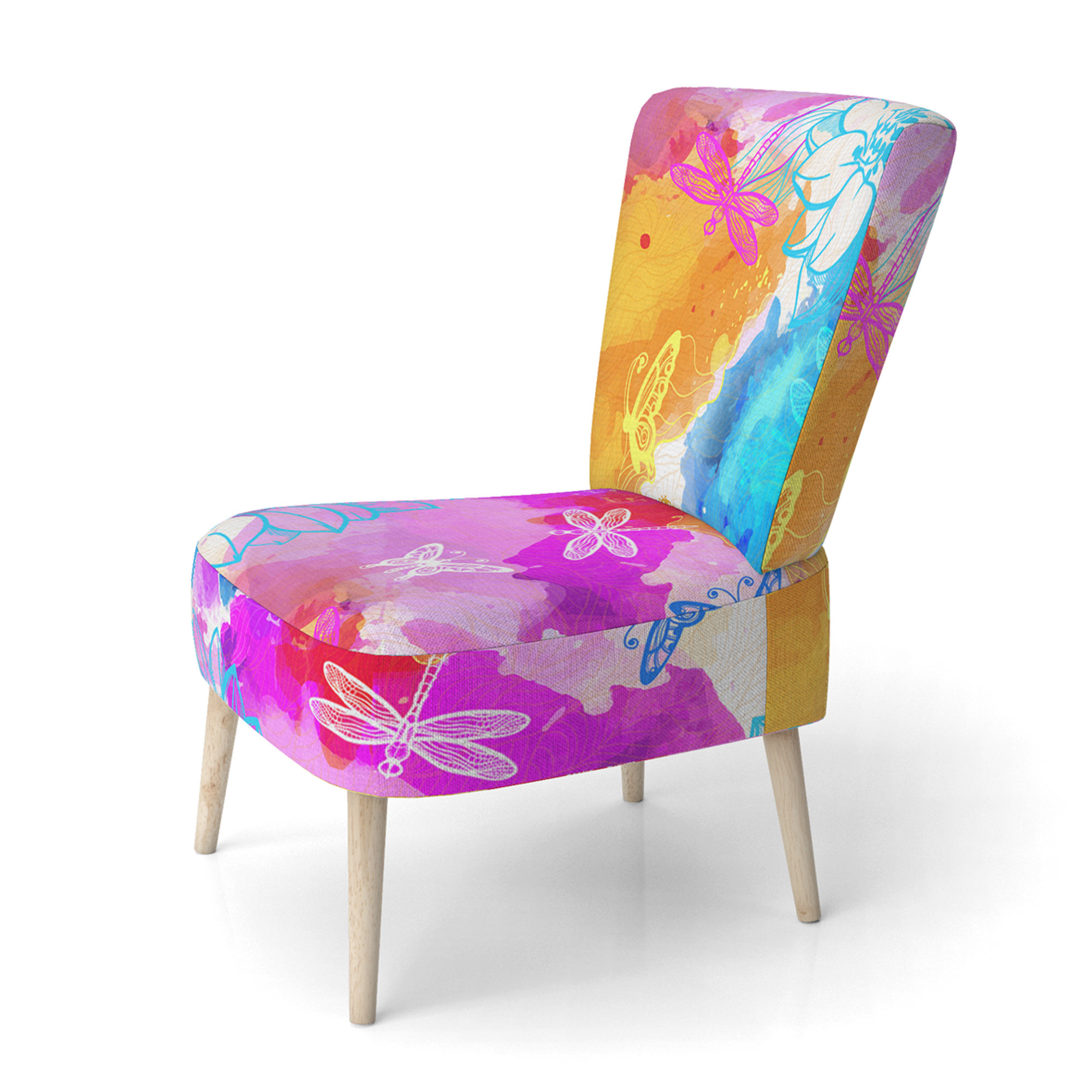 Orren Ellis Watercolor Flowers And Birds - Upholstered Cabin & Lodge ...