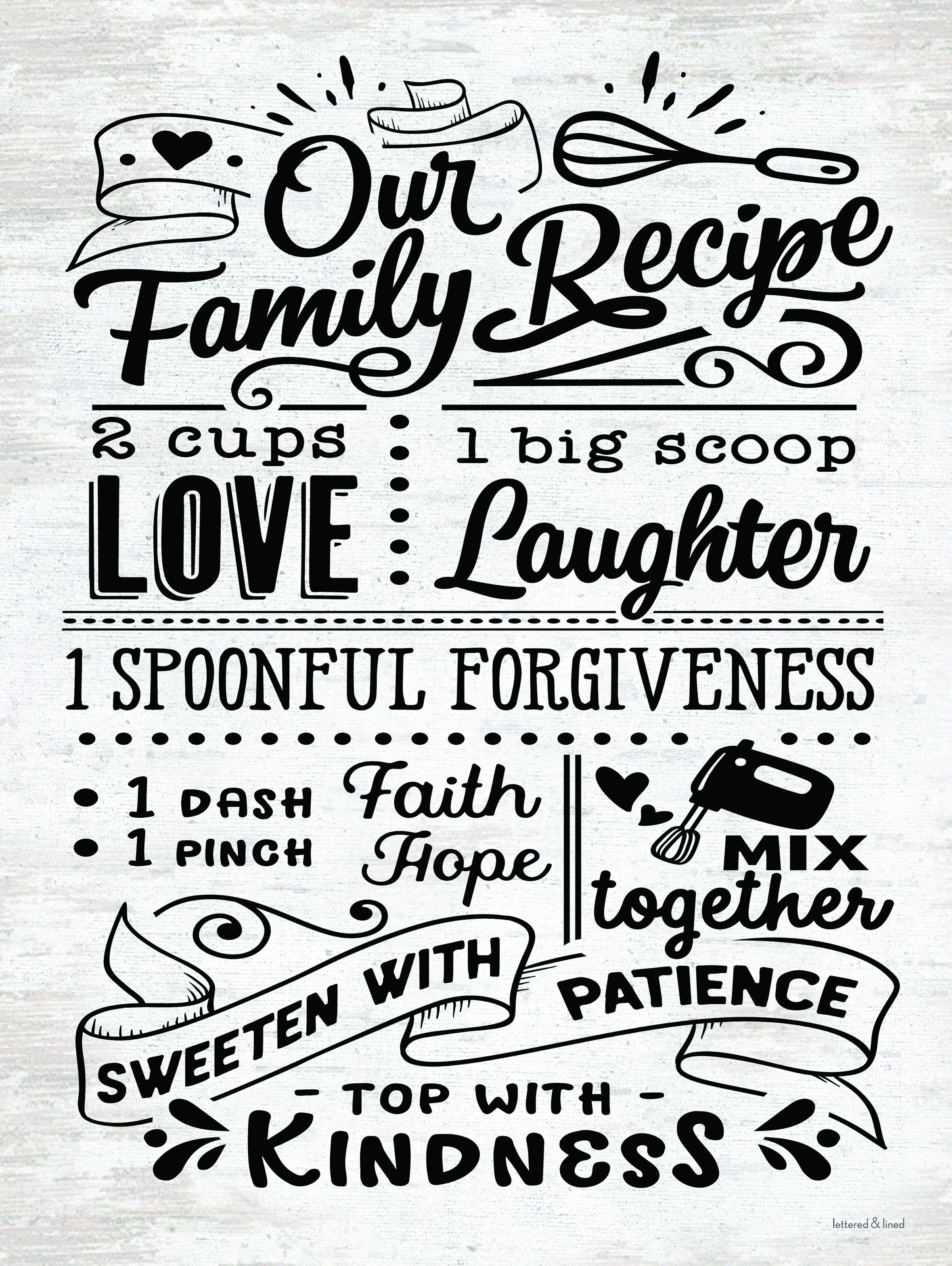 Trinx Our Family Recipe - Wrapped Canvas Textual Art | Wayfair