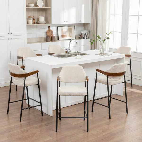 George Oliver Devane Upholstered Counter Stool With Armrest | Wayfair