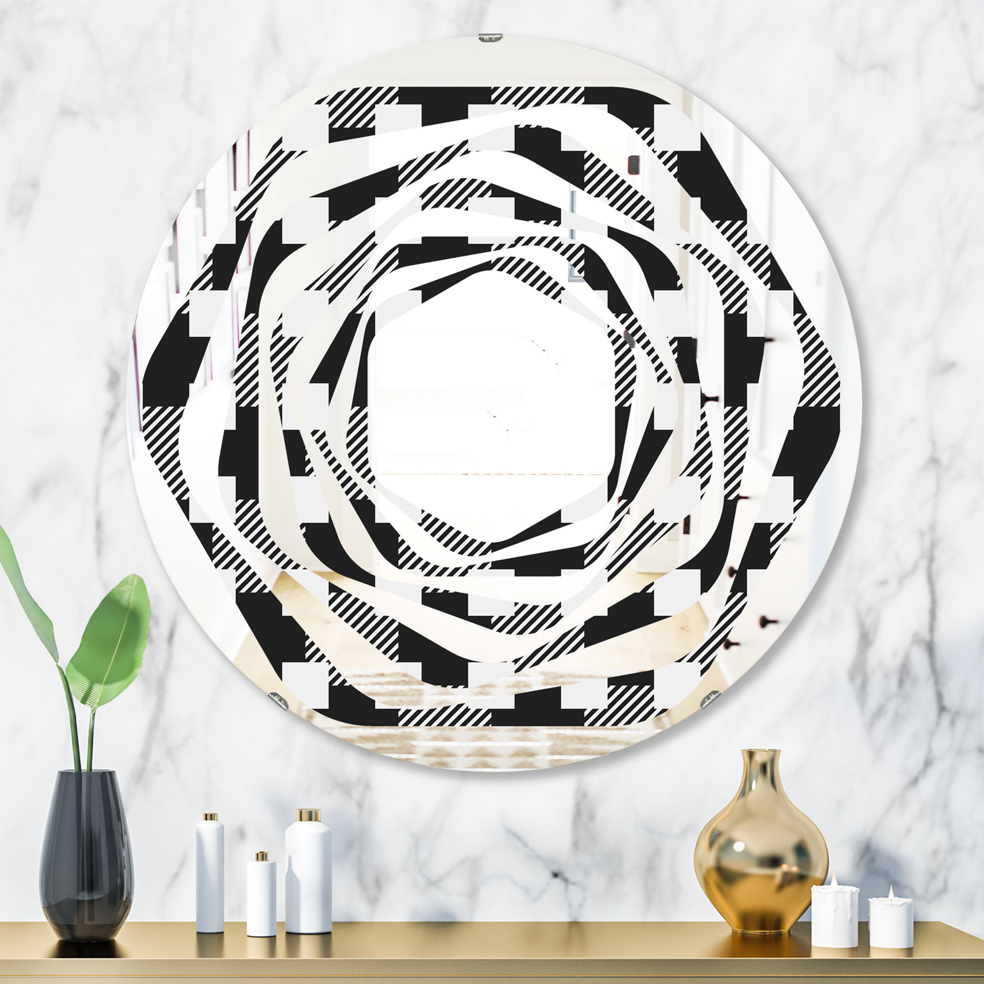 East Urban Home Geometric Monochrome Pattern II Whirl Modern ...