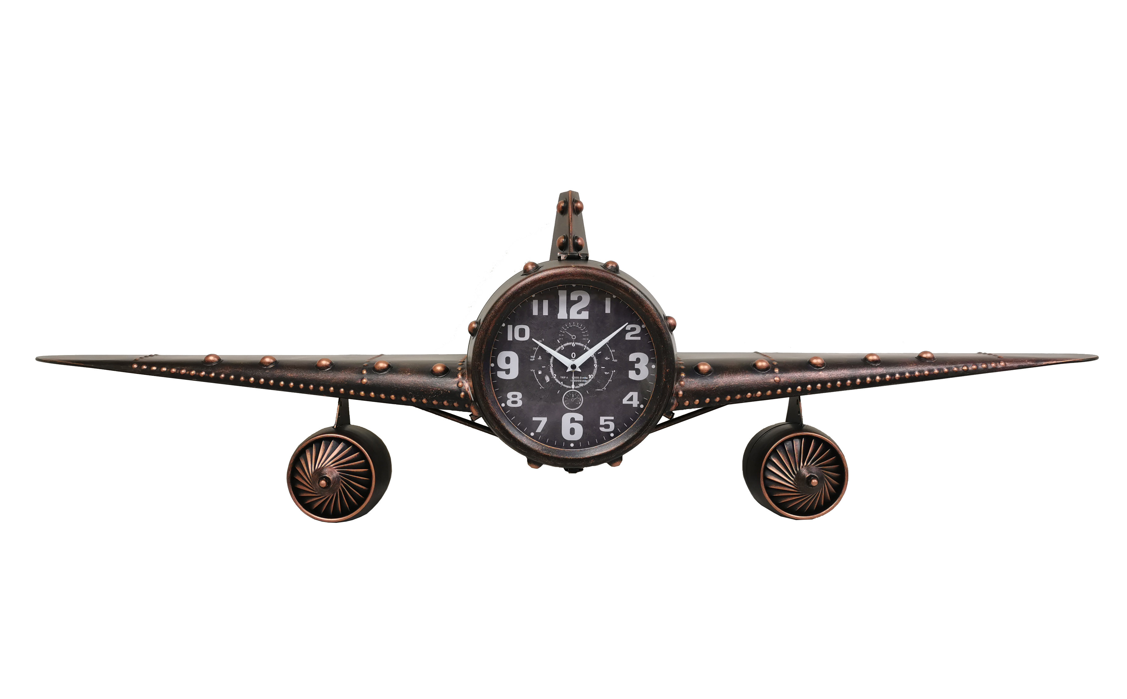 Williston Forge Cole And Grey Metal Airplane Decorative Wall Clock With ...