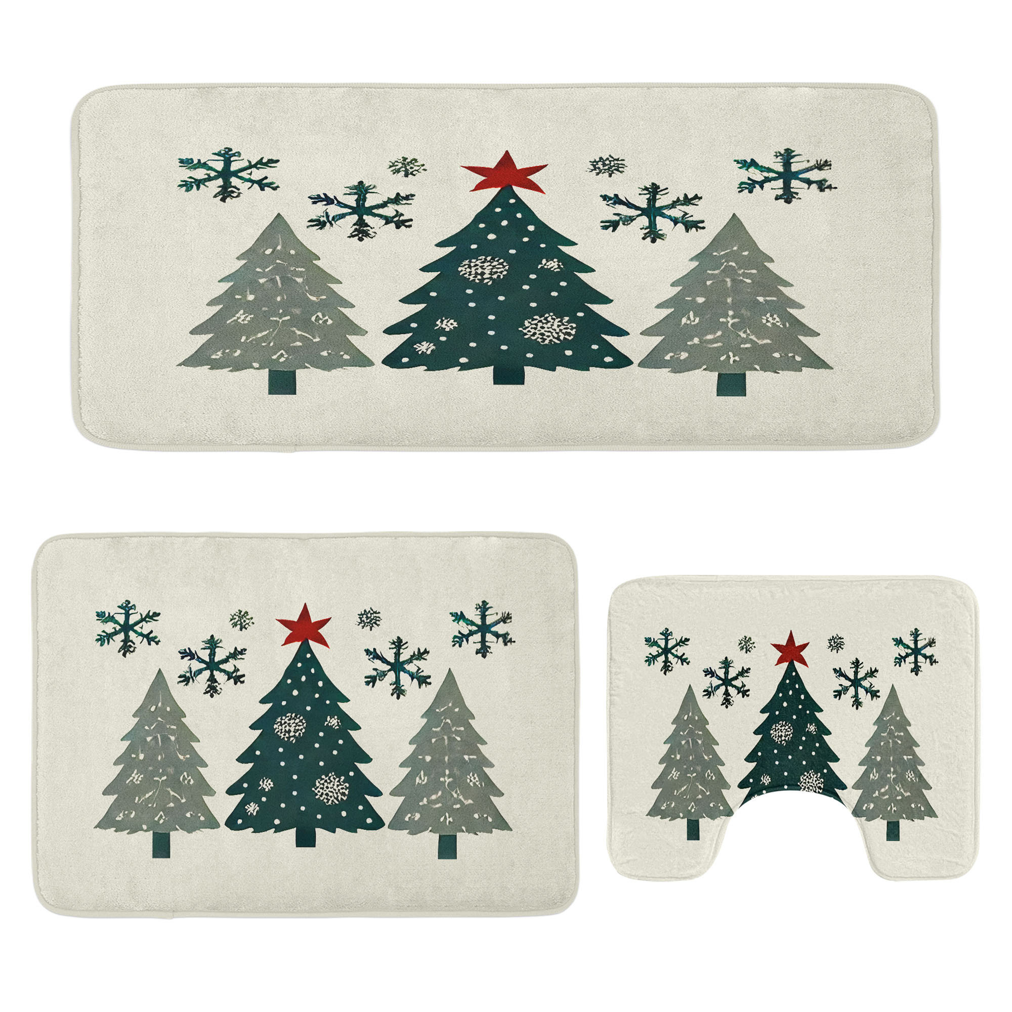 The Holiday Aisle® Christmas Bathroom Rug Set 3 Pieces U-Shape ...