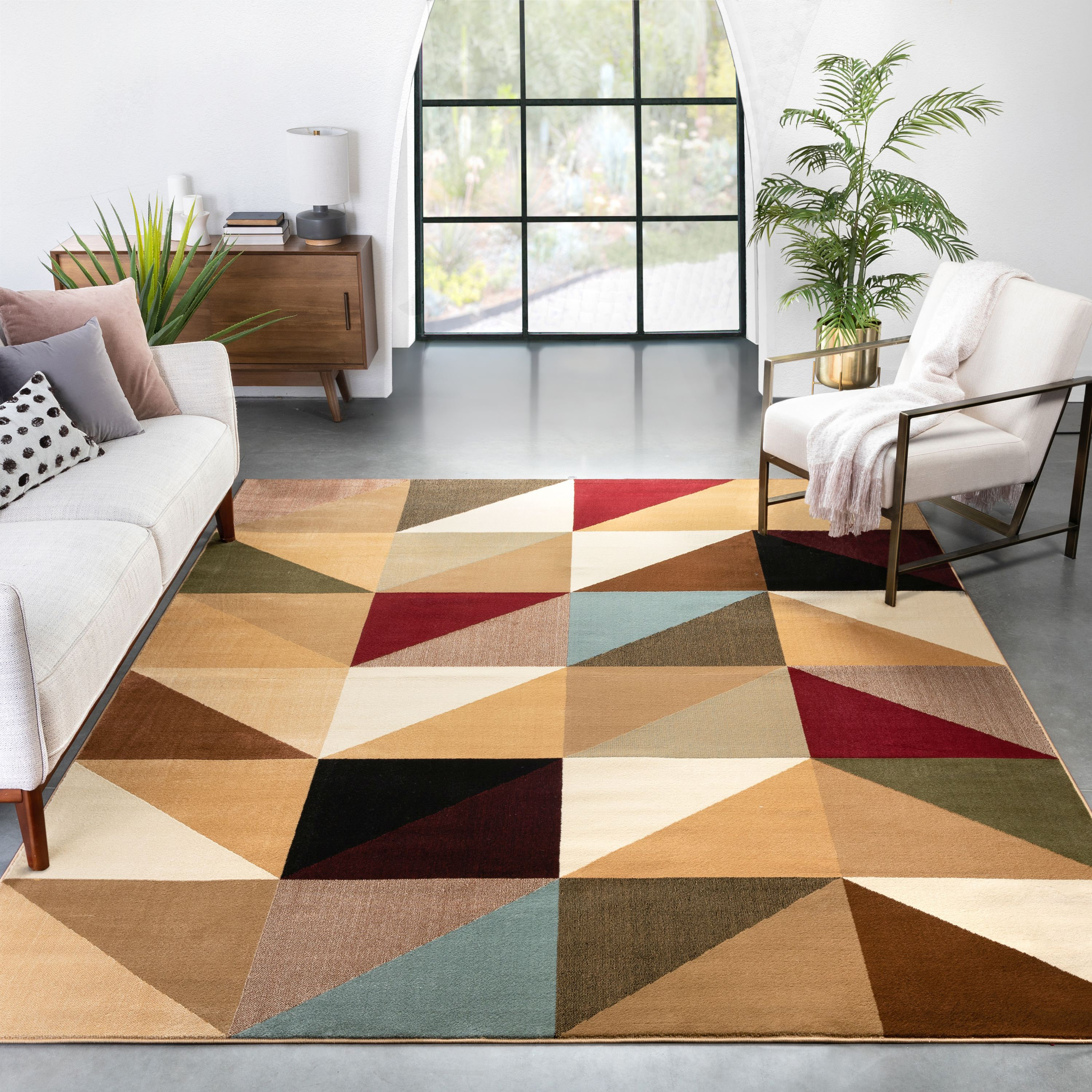 Well Woven Barclay Emine Geometric Ivory Multi Plush Pile Area Rug ...