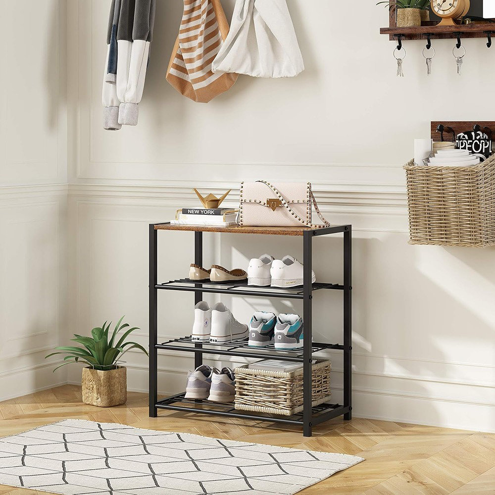 Union Rustic Shoe Rack Organizer, 4 Tier Industrial Shoe Storage Shelf ...