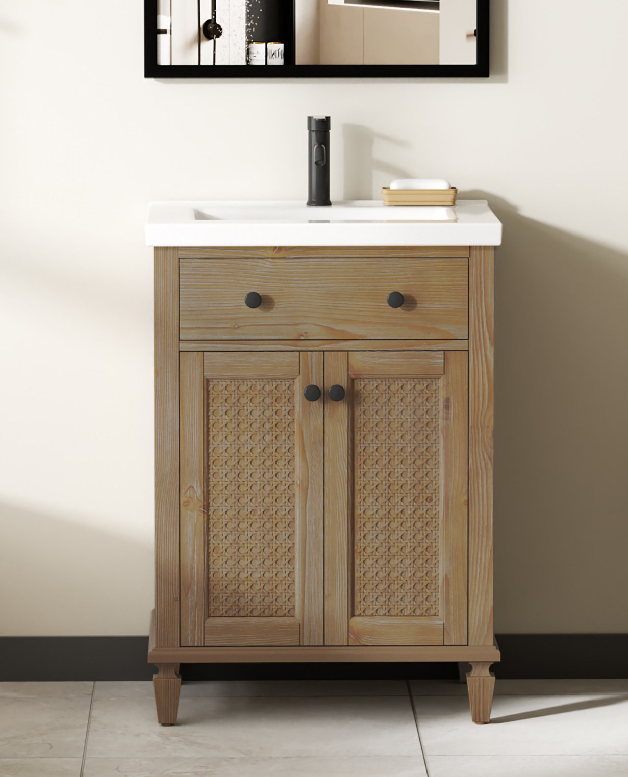 Bayou Breeze Meuble-lavabo simple 24 po avec lavabo vasque blanc en ...