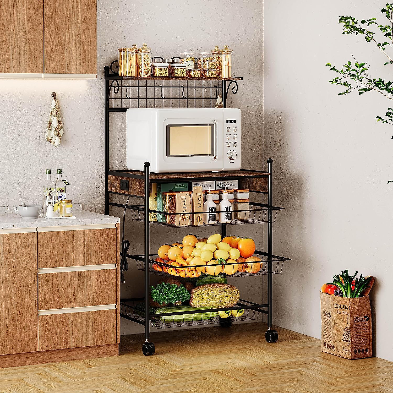 17 Stories Yaden 23'' Steel Standard Baker's Rack with Microwave ...