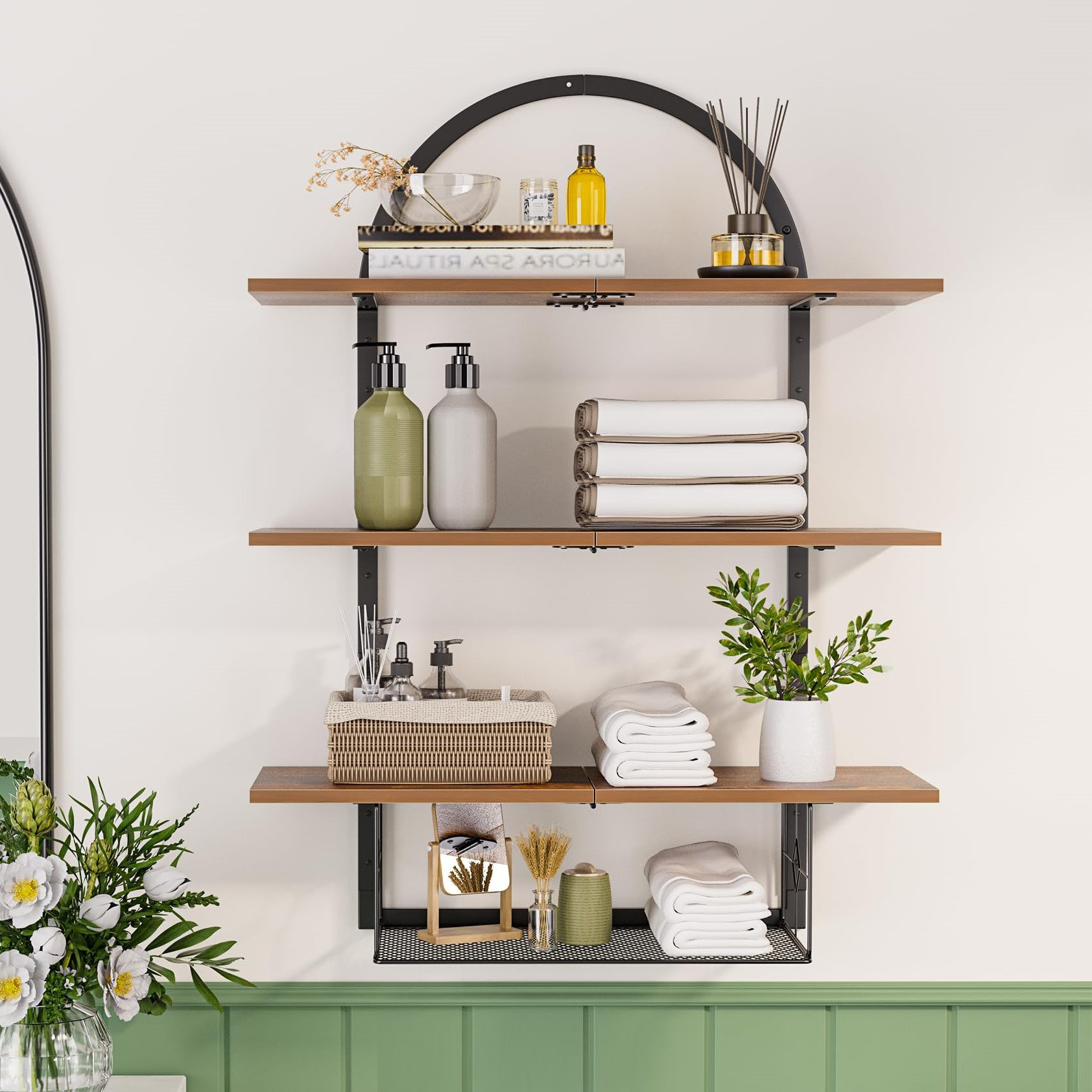 17 Stories 24" Wall Shelves for Living Room 3 Tier Wall Shelves with ...