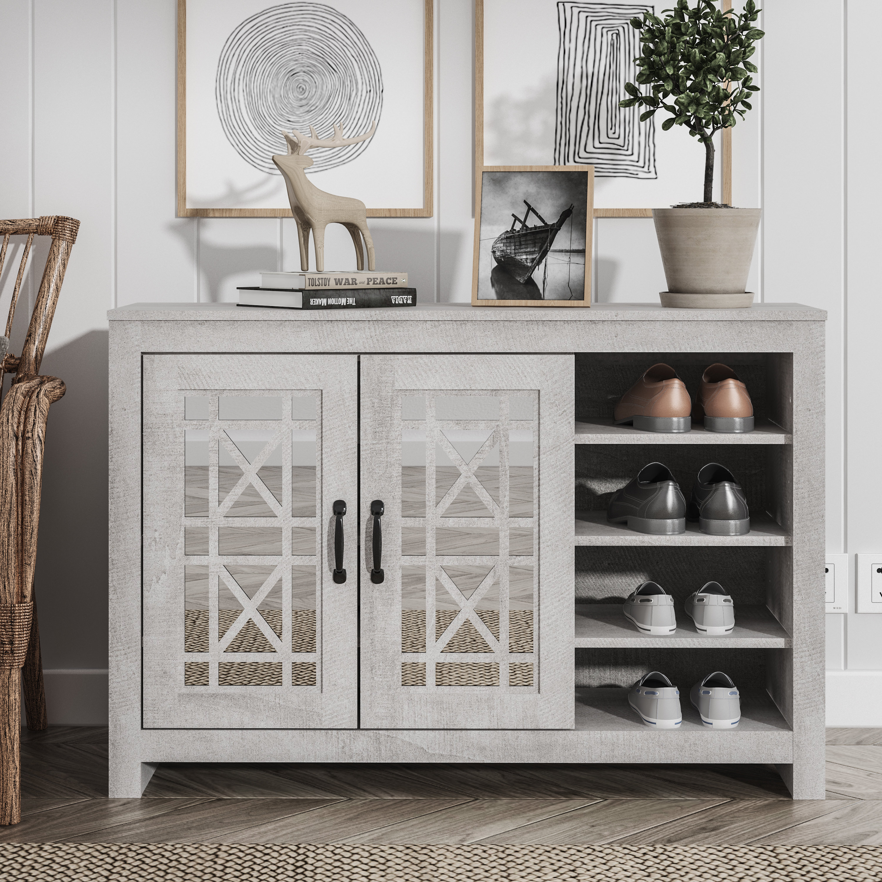 Red Barrel Studio® 2 DOOR SHOE CABINET WITH SHELVES - Wayfair Canada