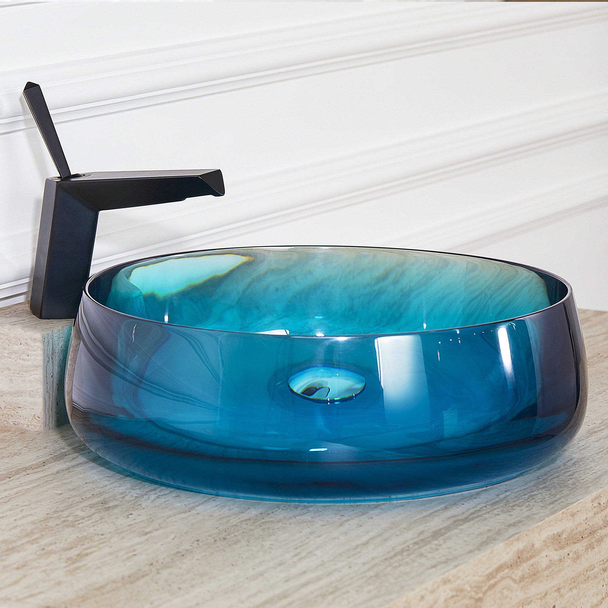 Pensen Resin 17.7'' Bathroom Vessel Sink With Pop-Up Drain | Wayfair