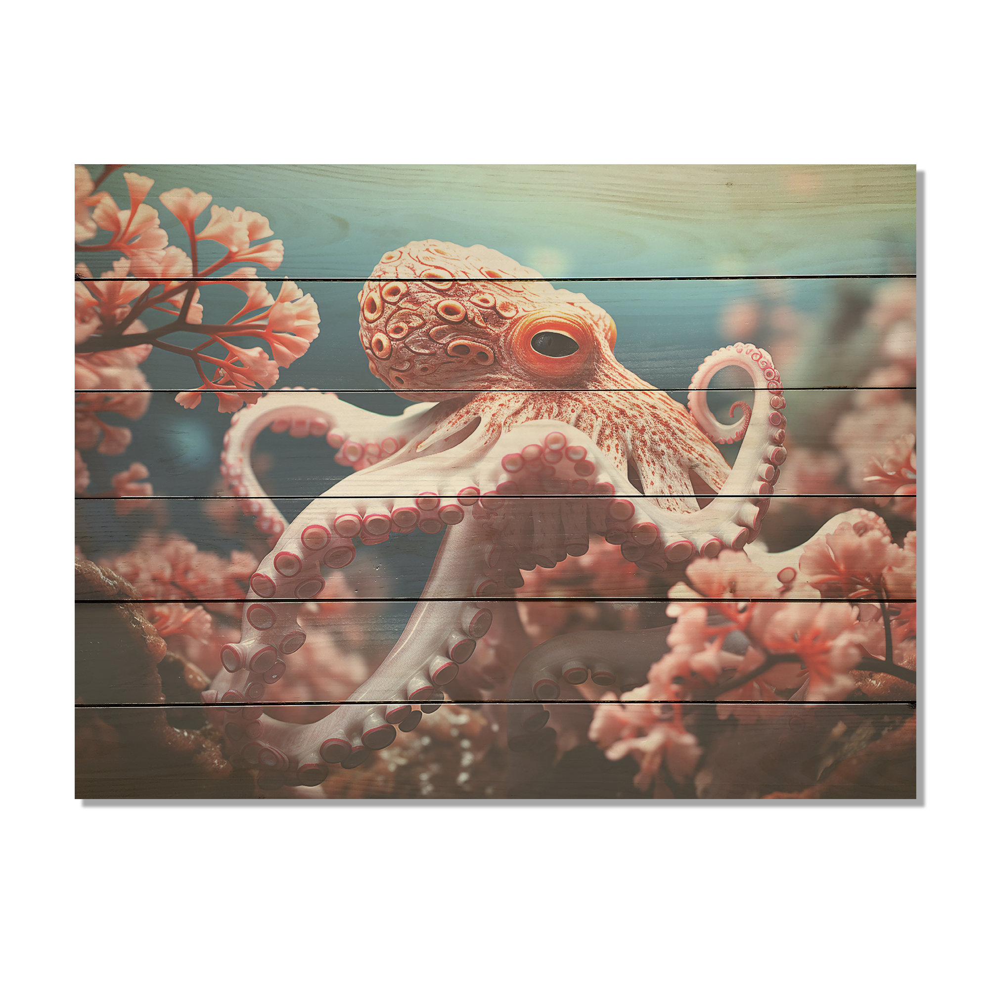 Beachcrest Home™ Pink Octopus Garden Of Tranquility - Octopus Wood Wall ...