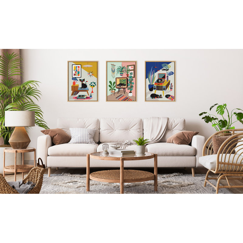 Beachcrest Home™ Shalyce Mid-Century Colorful Animal - Floater Frame ...