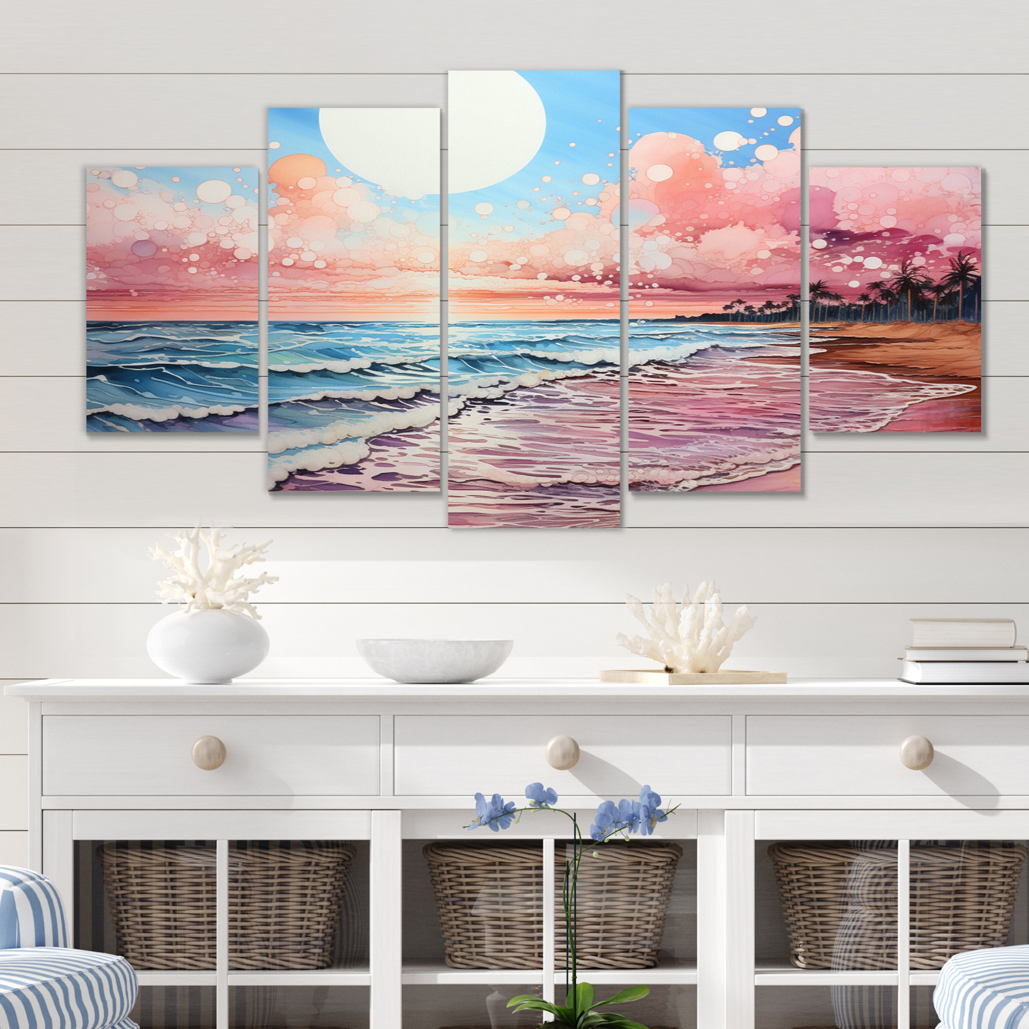 Highland Dunes Peach Beach Landscape - Nautical & Beach Wall Art Living ...