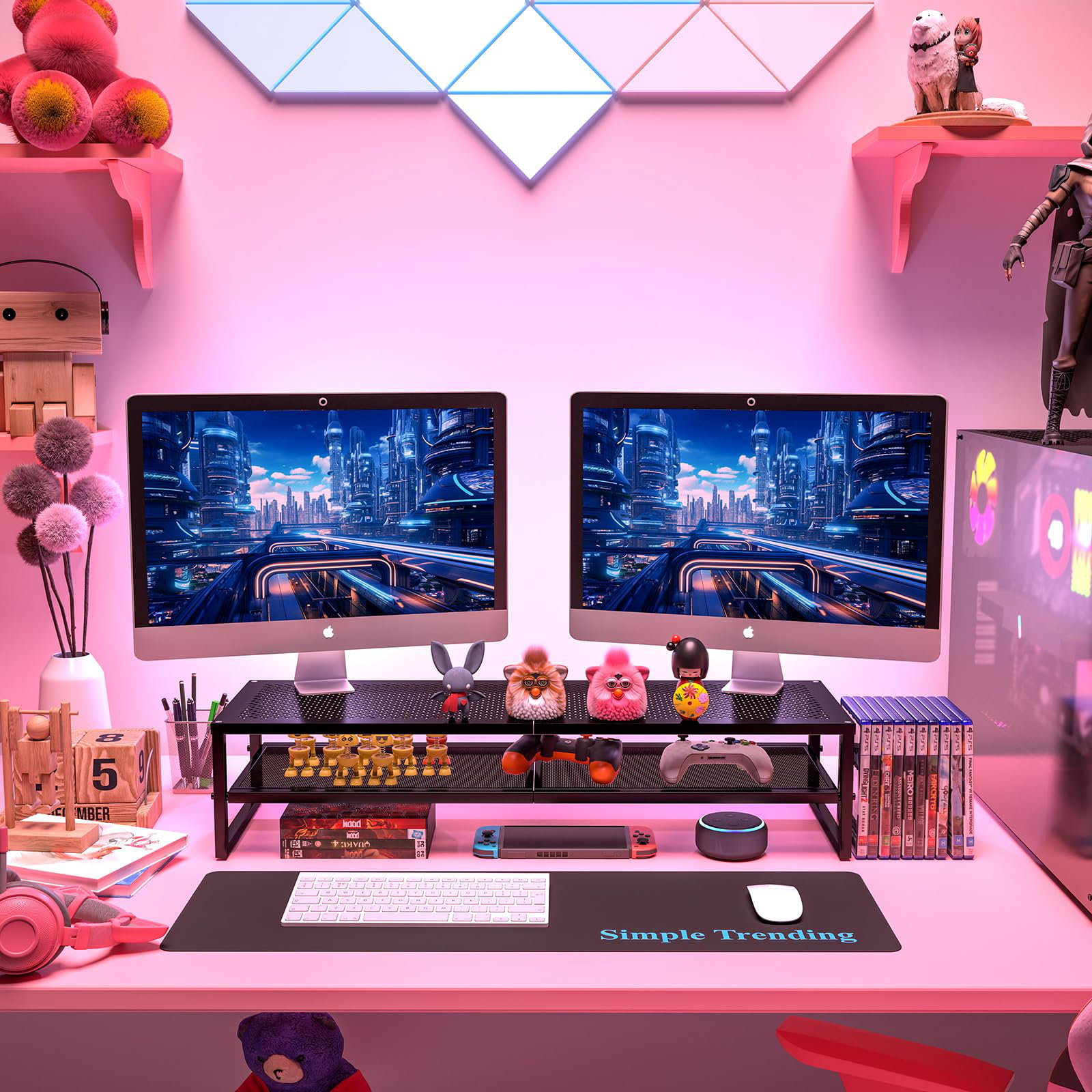 LEERWEI 2 Tier Metal Dual Monitor Stand Riser,Computer Office Desktop ...