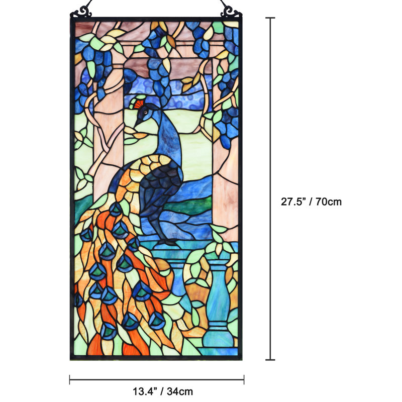 Fine Art Lighting - Handmade Stained Glass Peacock Window Panel | Wayfair