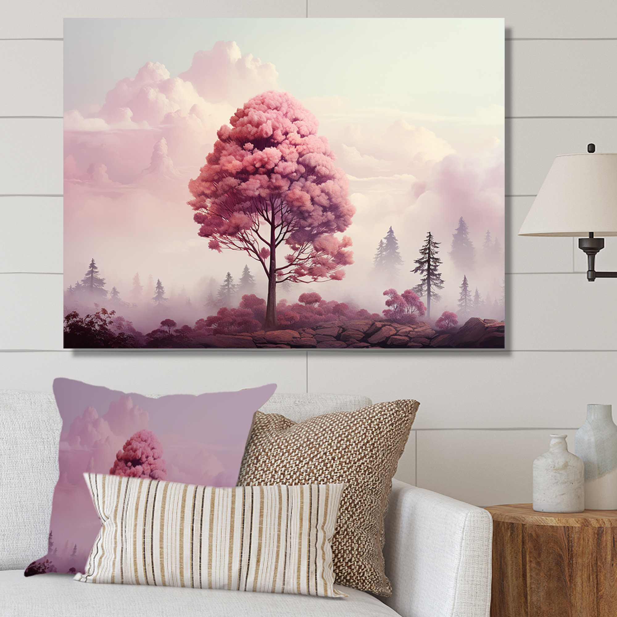 Design Art Mystic Pink Trees In Amethyst Landscape V On Canvas Print ...