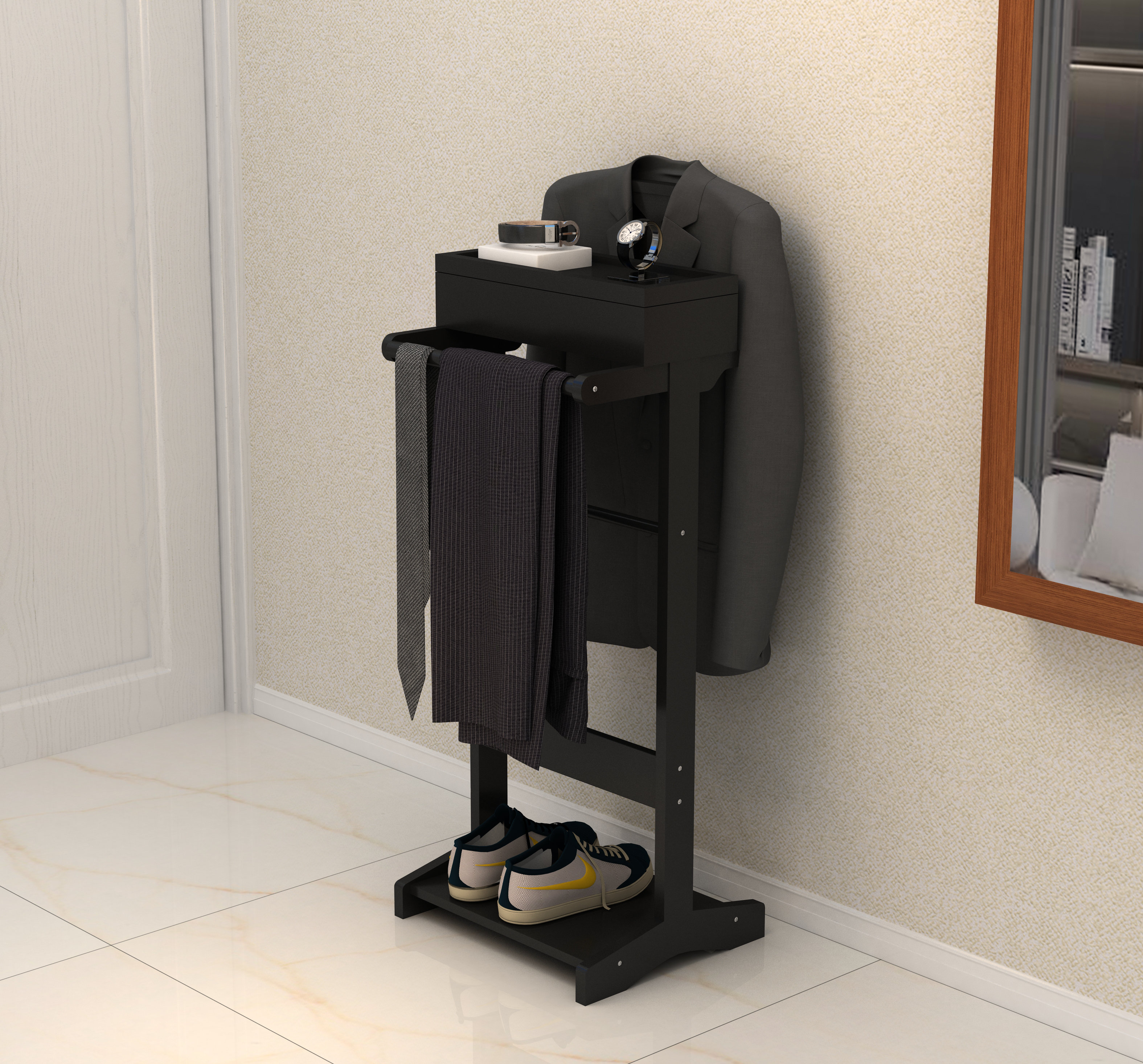 Lark Manor Clothing Rack, Suit Valet Stand For Entryway, Bedroom ...