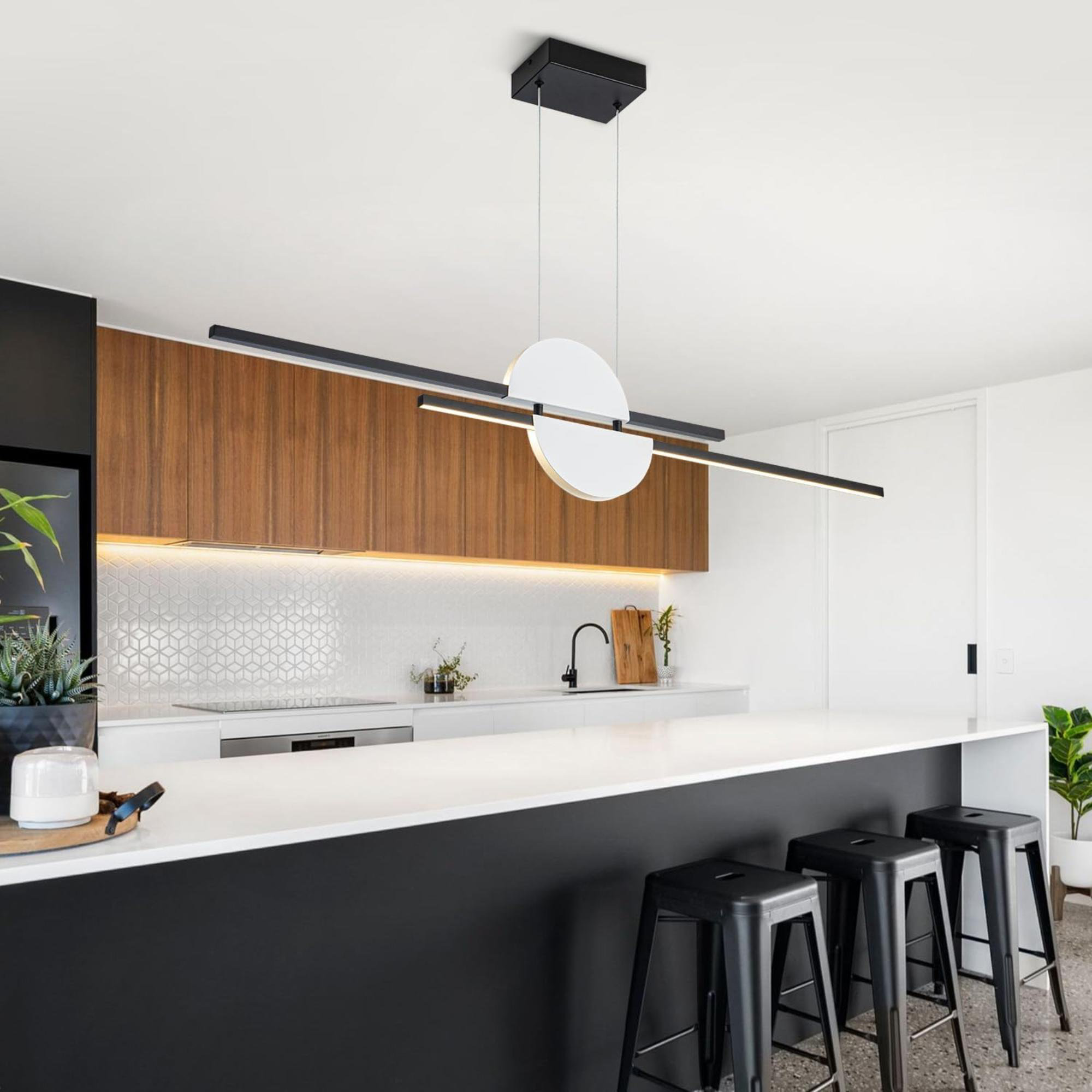 Ebern Designs Dimmable Linear Pendant Light Double Modern LED ...