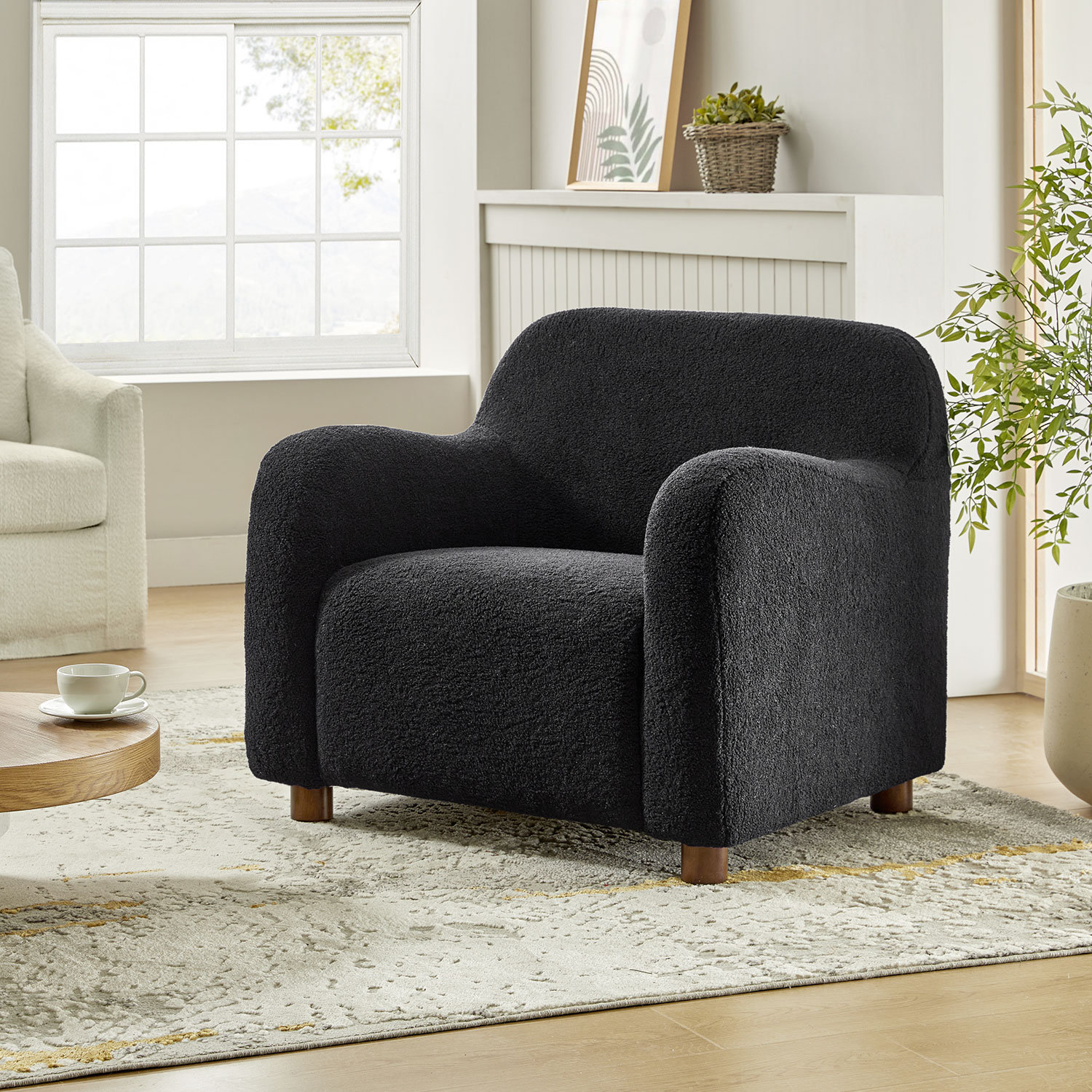 Wade Logan® Berken 35'' Wide Lamb Wool Upholstered Teddy Armchair with ...