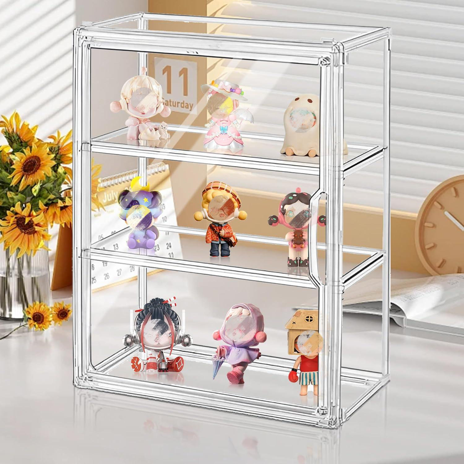 CHUANGWENYI Clear Display Case 2 Pack 3 Tiers, Figure Display Case ...