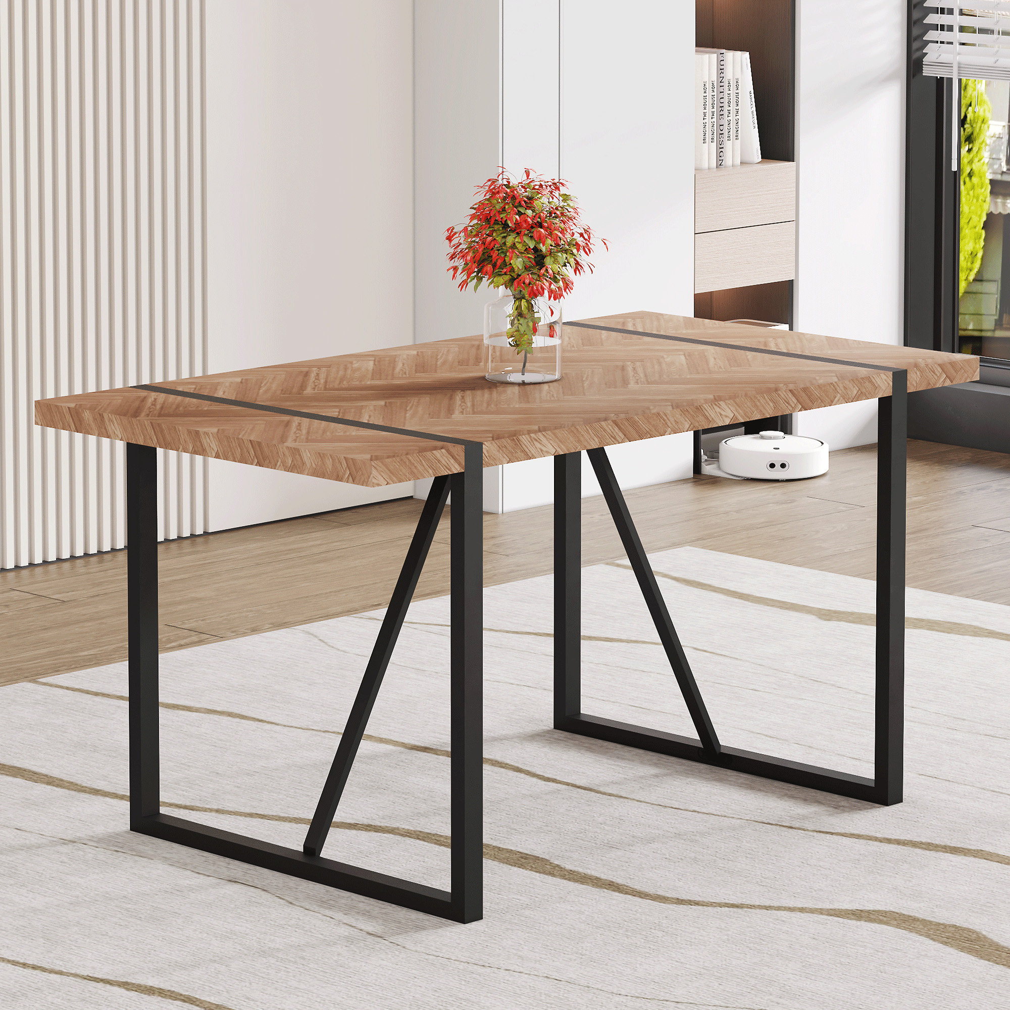 17 Stories A Minimalist Retro Rectangular Dining Table With A Specially ...