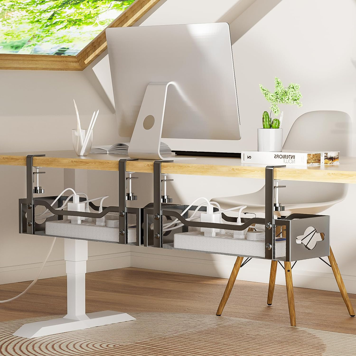 Elaine Mercure Under Desk Cable Management Tray 2 Pack, Cable ...