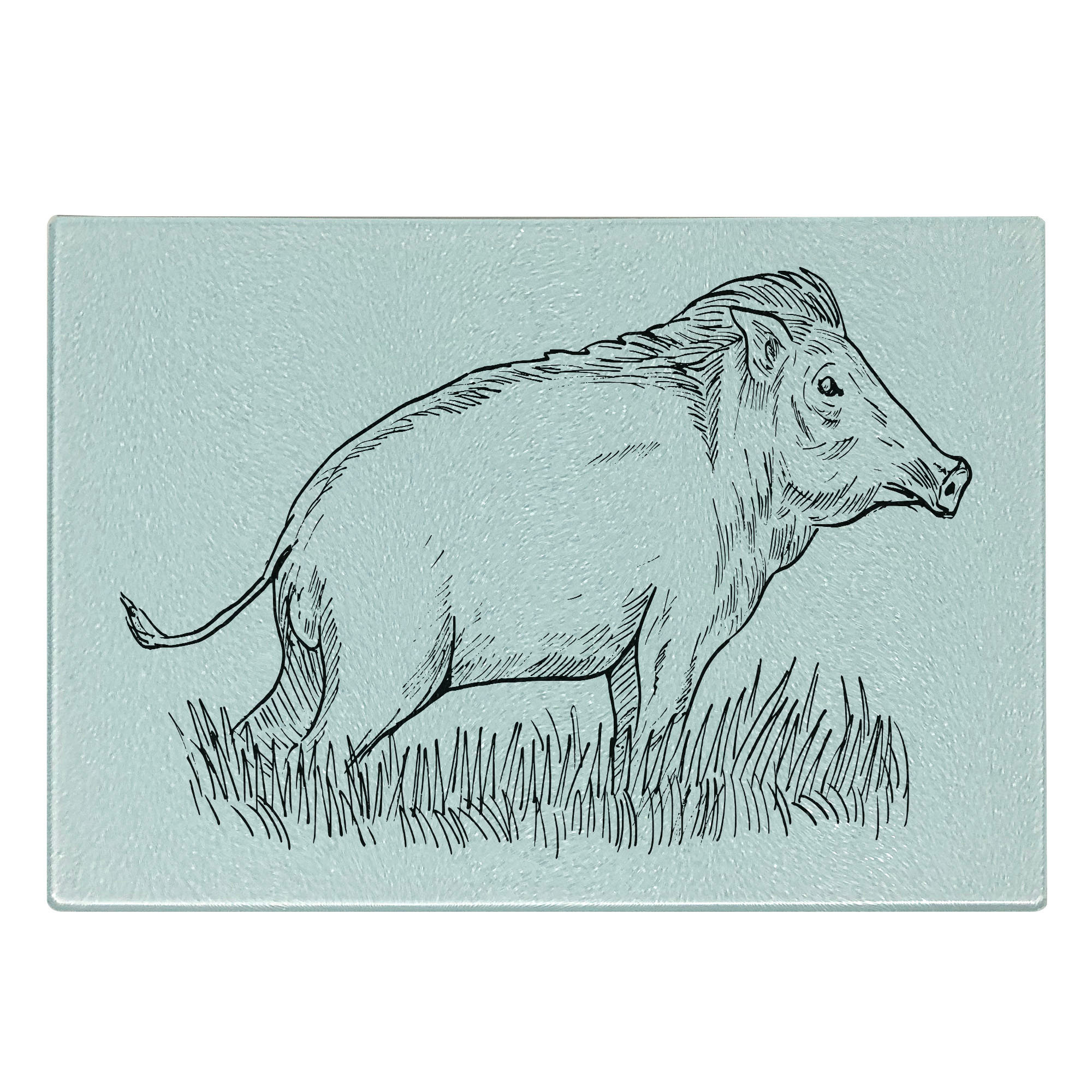 Ambesonne Razorback Tempered Glass Cutting Board Outline Sketch Wild ...