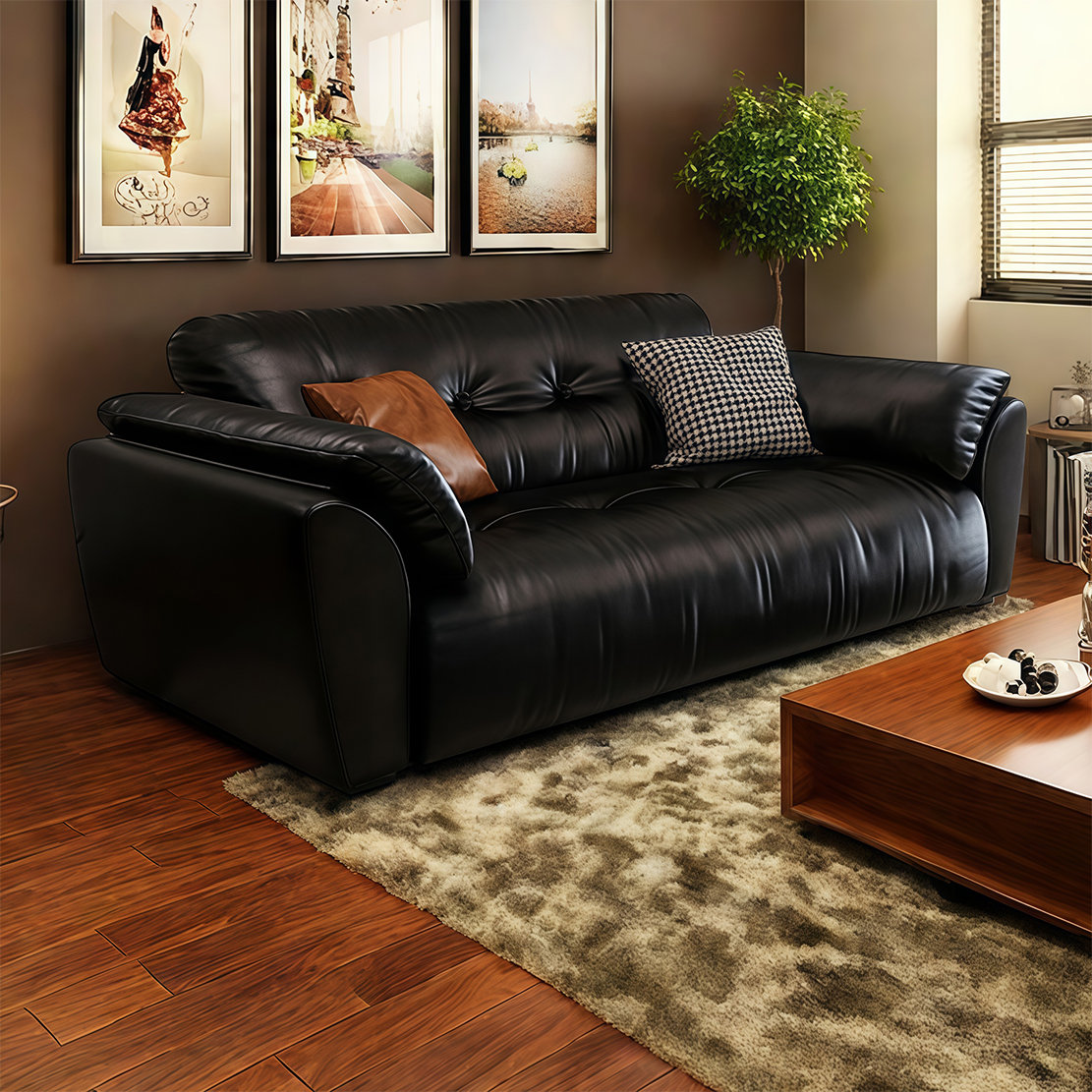 PPEDKS French retro puff straight - row sofa | Wayfair