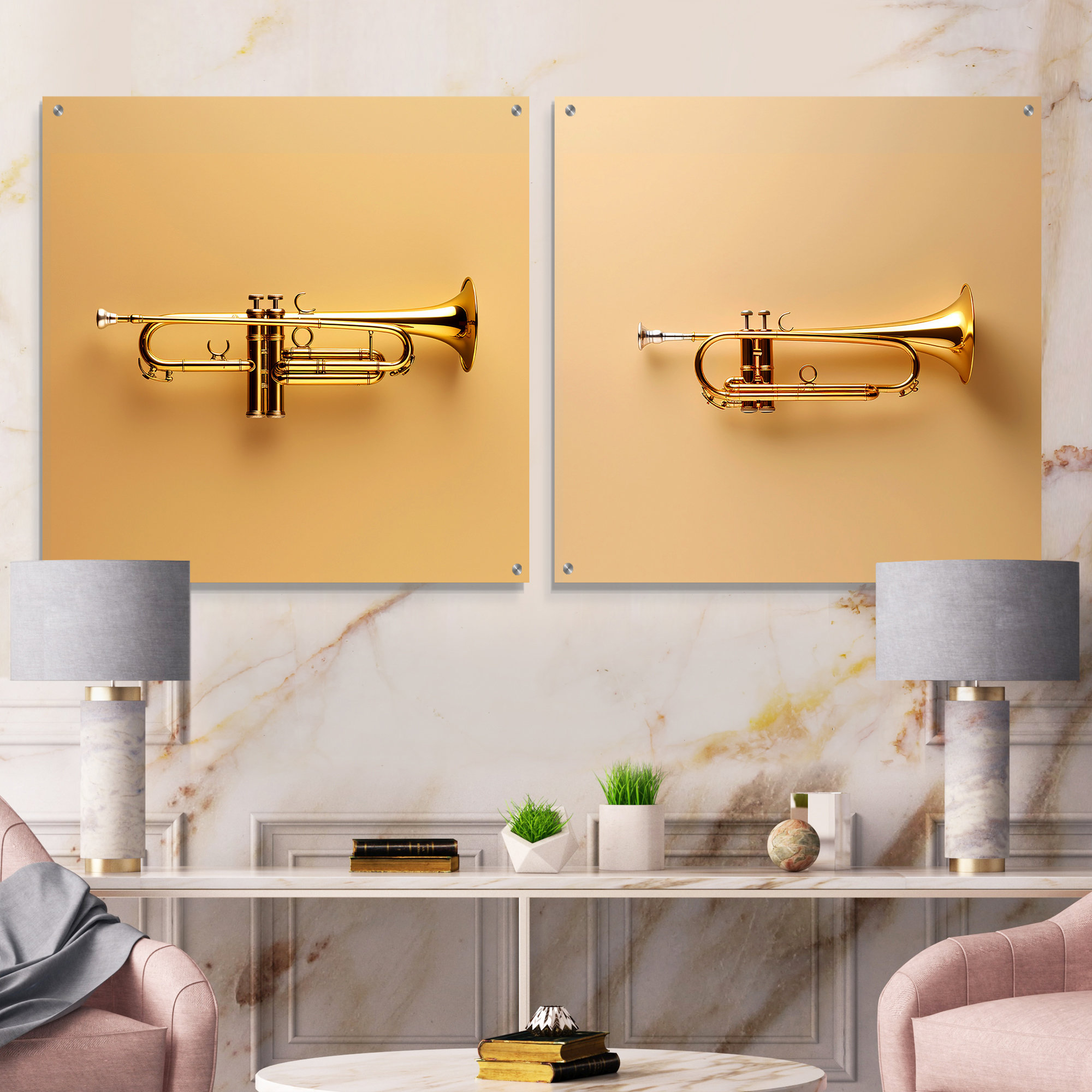 House of Hampton® Gold Trumpet Call Bold Brass - Music Acrylic Wall Art ...