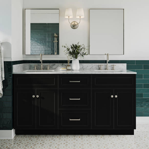 Winston Porter Partham 67'' Double Bathroom Vanity with Carrara Marble ...