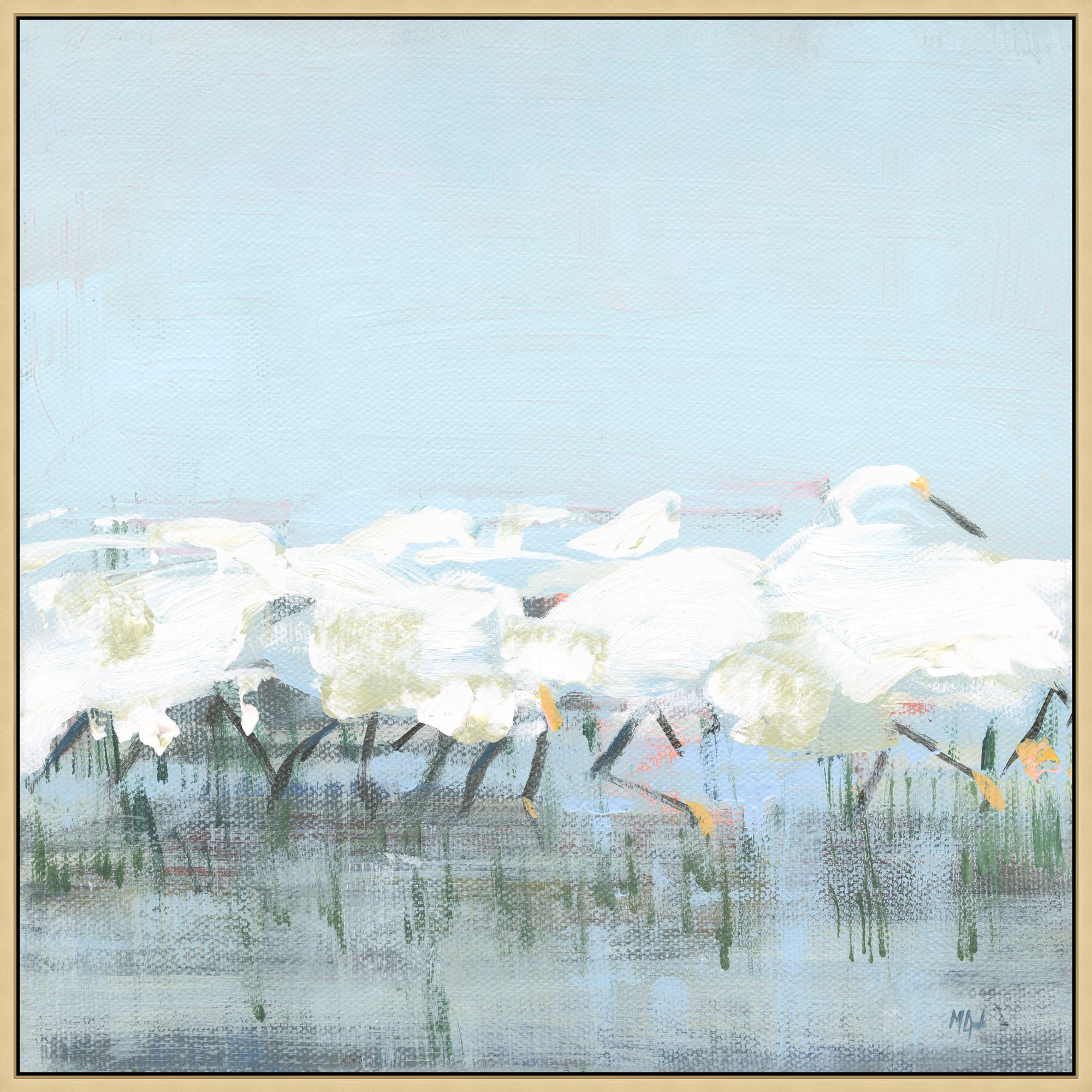 Wendover Art Group Rushing Birds - Floater Frame Print on Canvas | Perigold