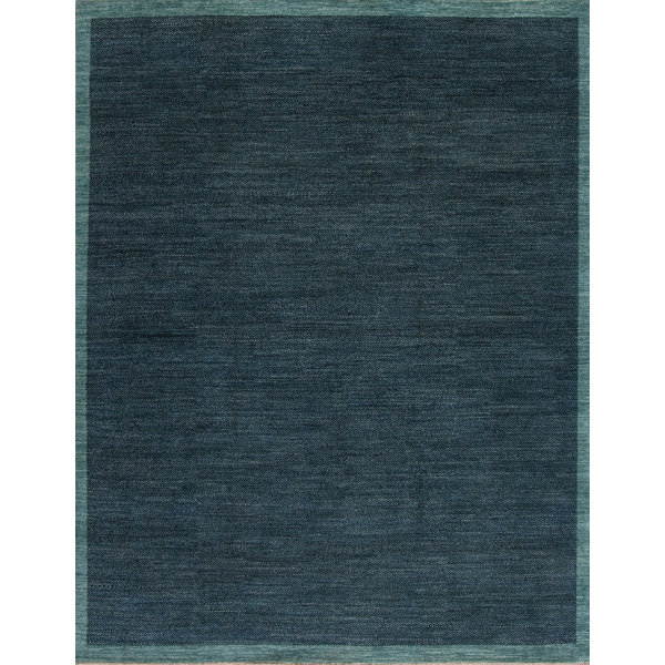 Samad Rugs Textures Hand Knotted Wool Navy/Wedgewood Area Rug | Wayfair