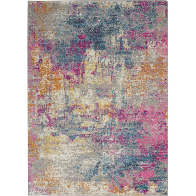 Mercury Row® Abbate Abstract Pink/Blue/Orange/Ivory Area Rug & Reviews ...
