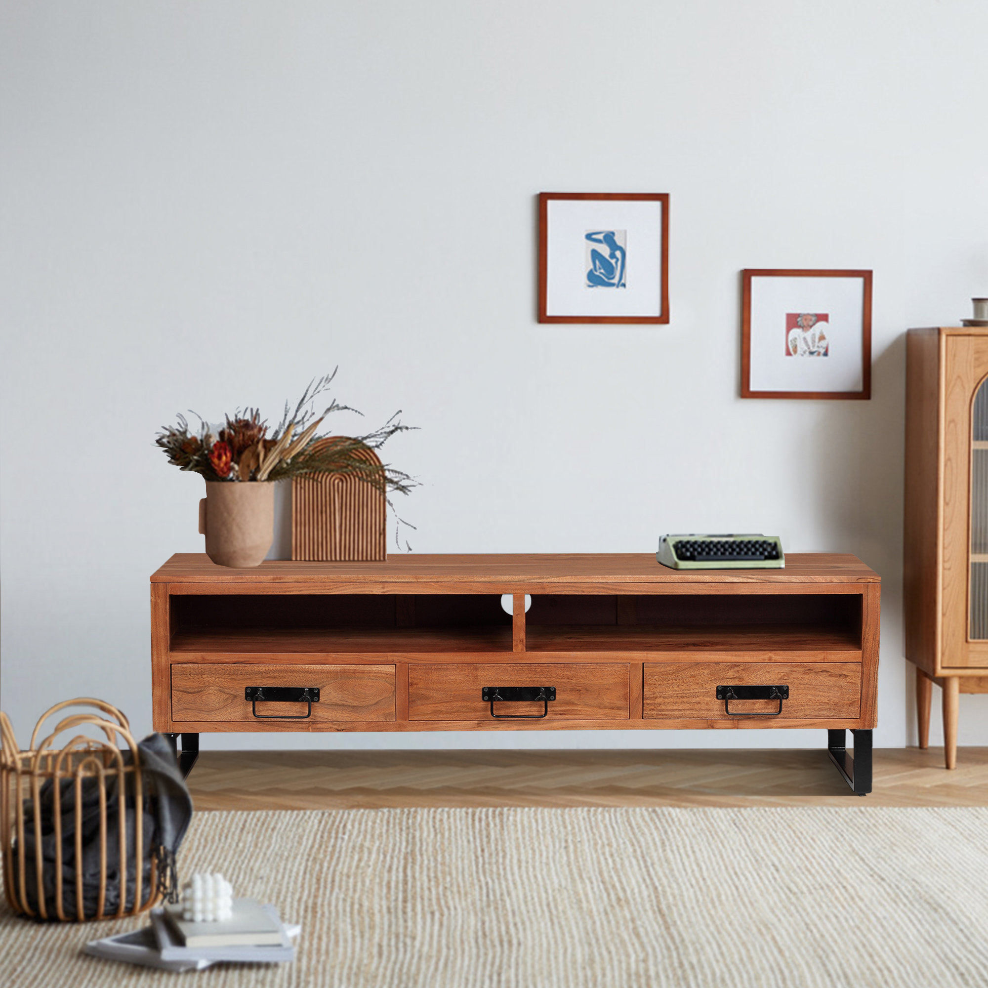 Millwood Pines Riston Solid Wood TV Stand for TVs up to 65" - Wayfair ...