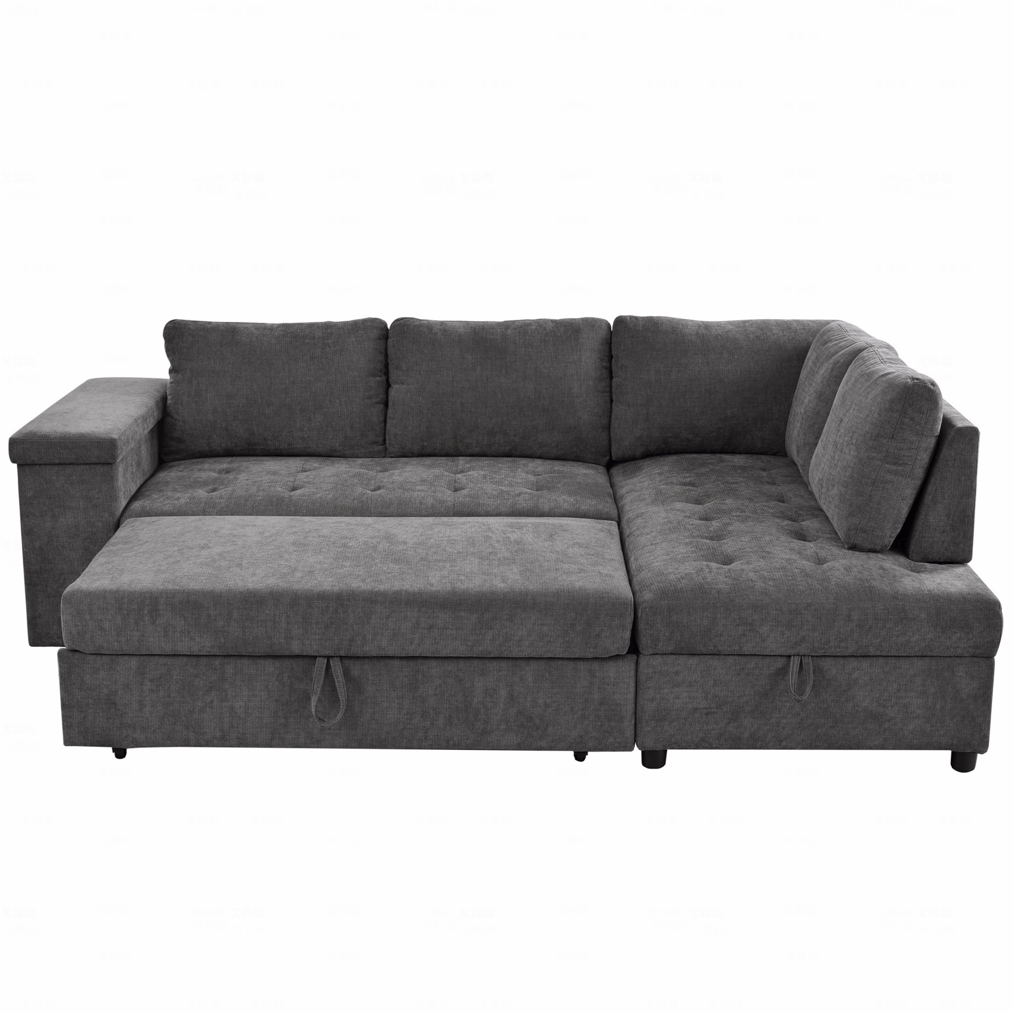 Latitude Run® Sleeper, L-Shaped Couch With Pull Out Bed And Storage ...