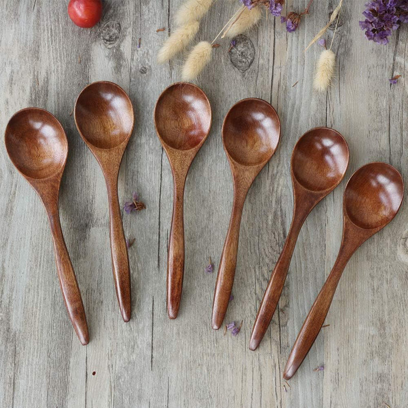 Suprib Wood Spoon For Eating, 6-Piece Wooden Spoons | Wayfair