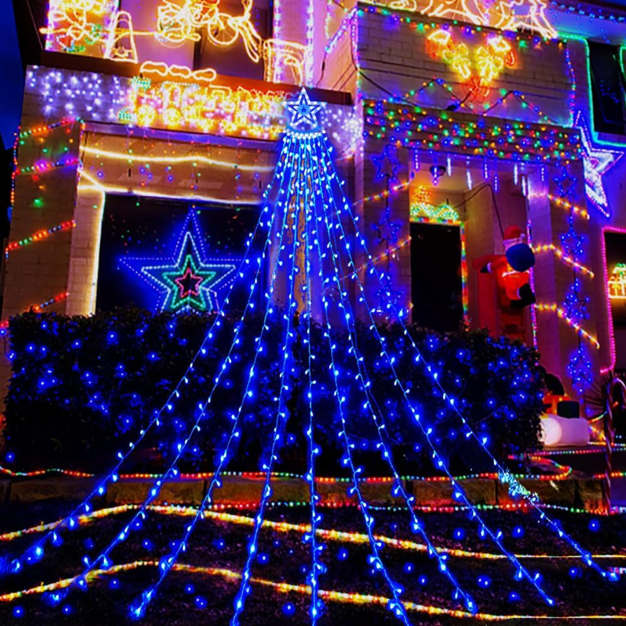 The Holiday Aisle® Christmas Lights Outdoor, 12.6FT 350 LED Blue ...