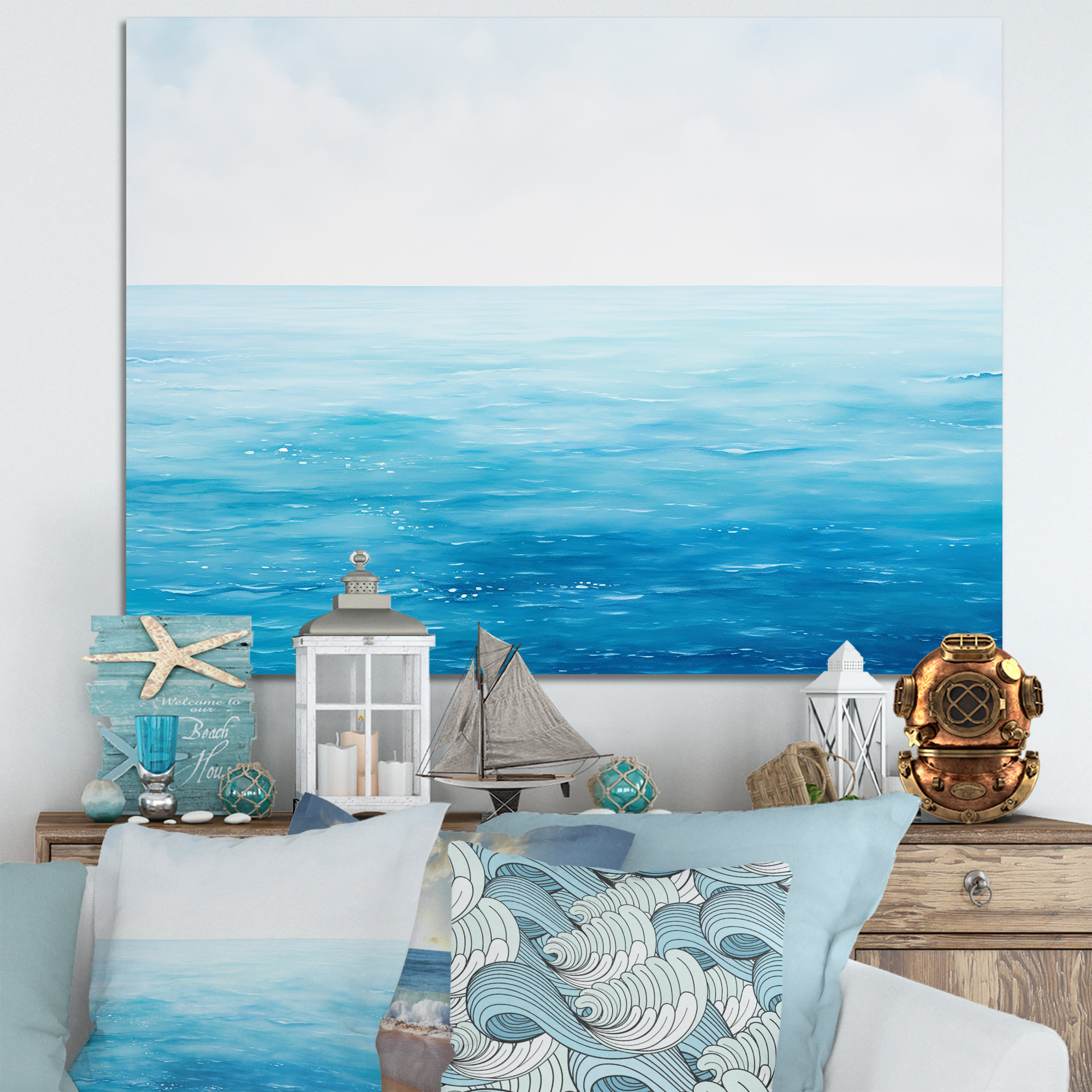 Design Art Blue Ocean In Motion Scenery I - Ocean Wall Art Prints ...