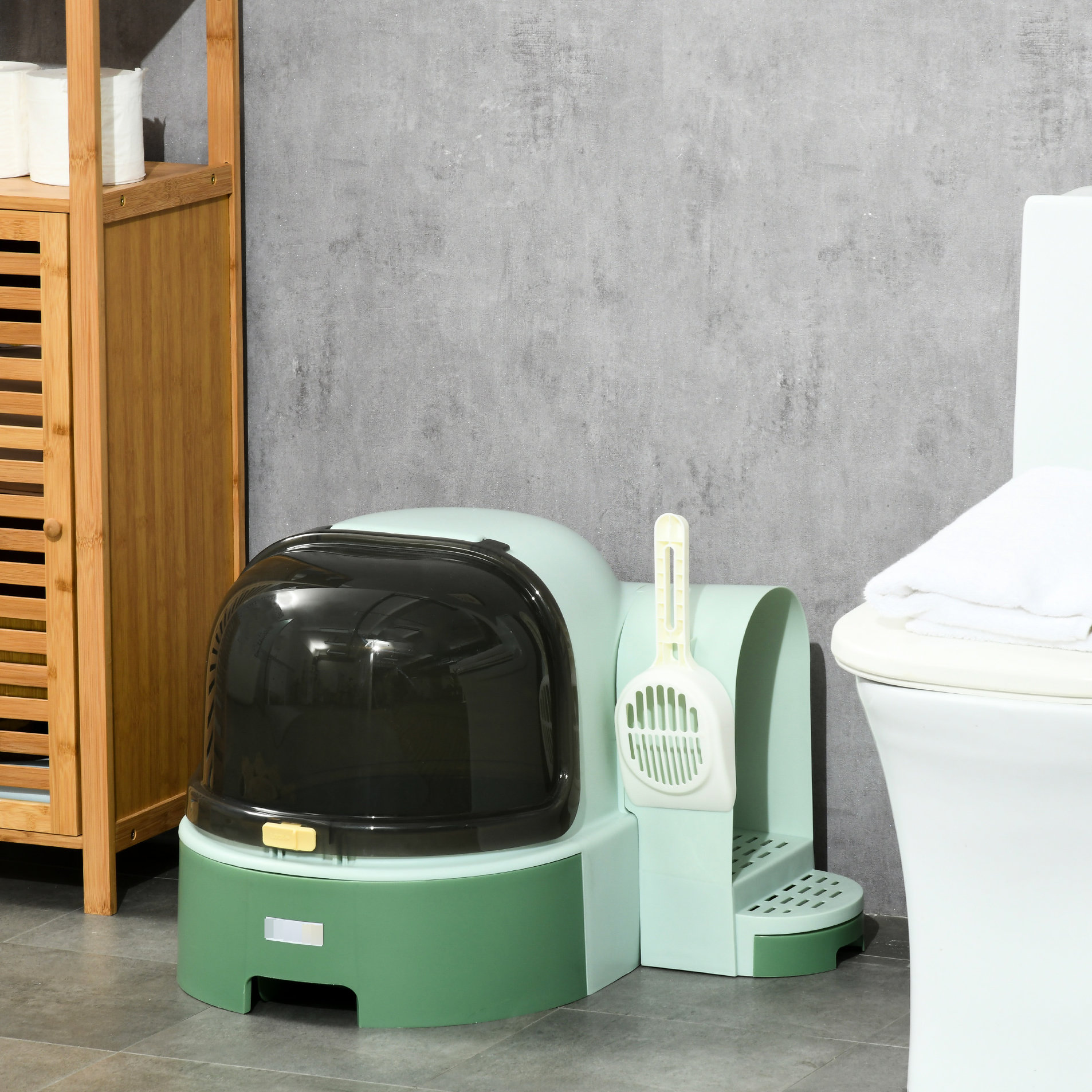 Tucker Murphy Pet™ Plastic Cat Litter Box With Lid, Openable Front ...