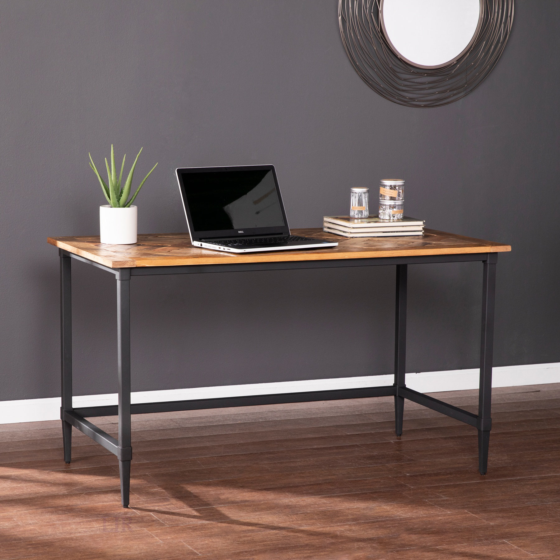 One Allium Way Lawrenny Reclaimed Solid Wood Desk With Spacious Desktop ...