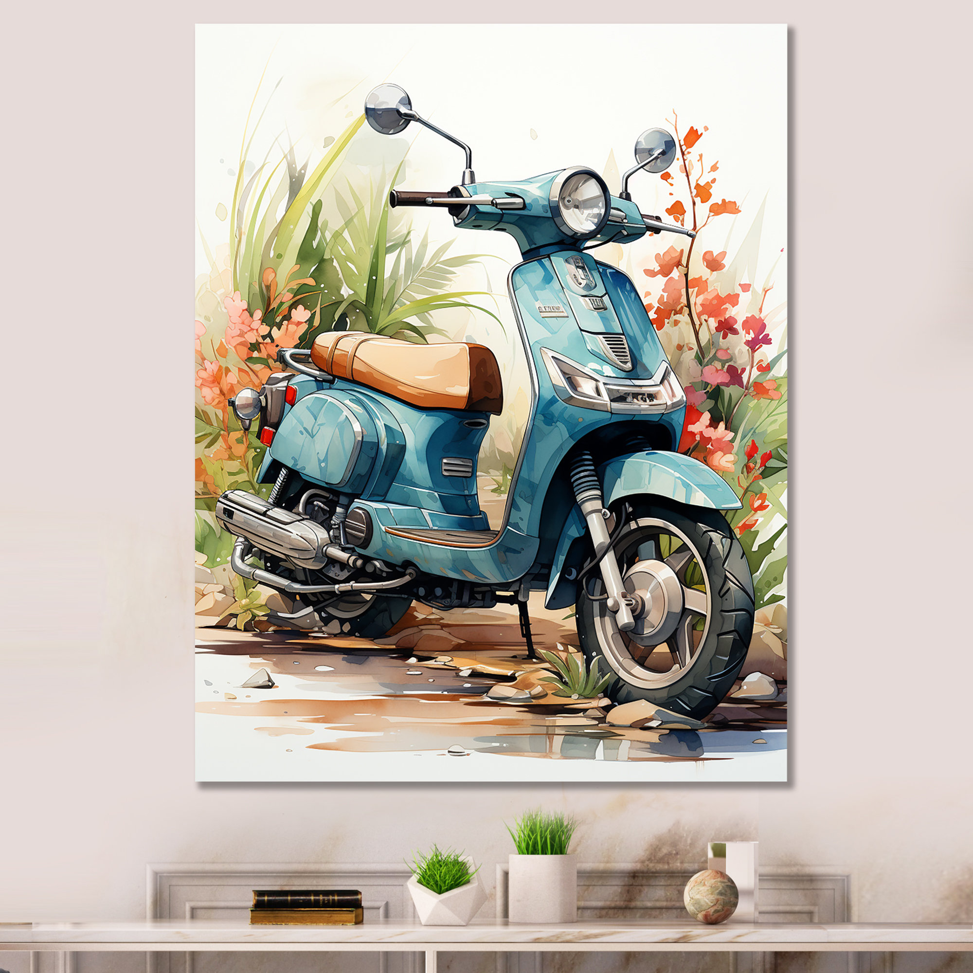 Red Barrel Studio® Blue Scooter Coastal Cruiser I - Scooter Wall Decor ...