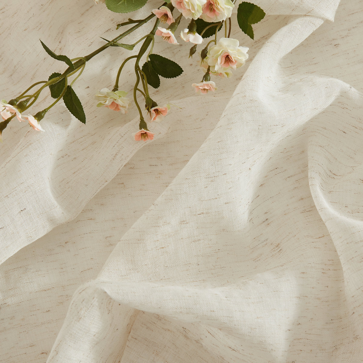 Ebern Designs Keefe Burlap Flax Linen Semi Sheer 3 Piece Kitchen ...