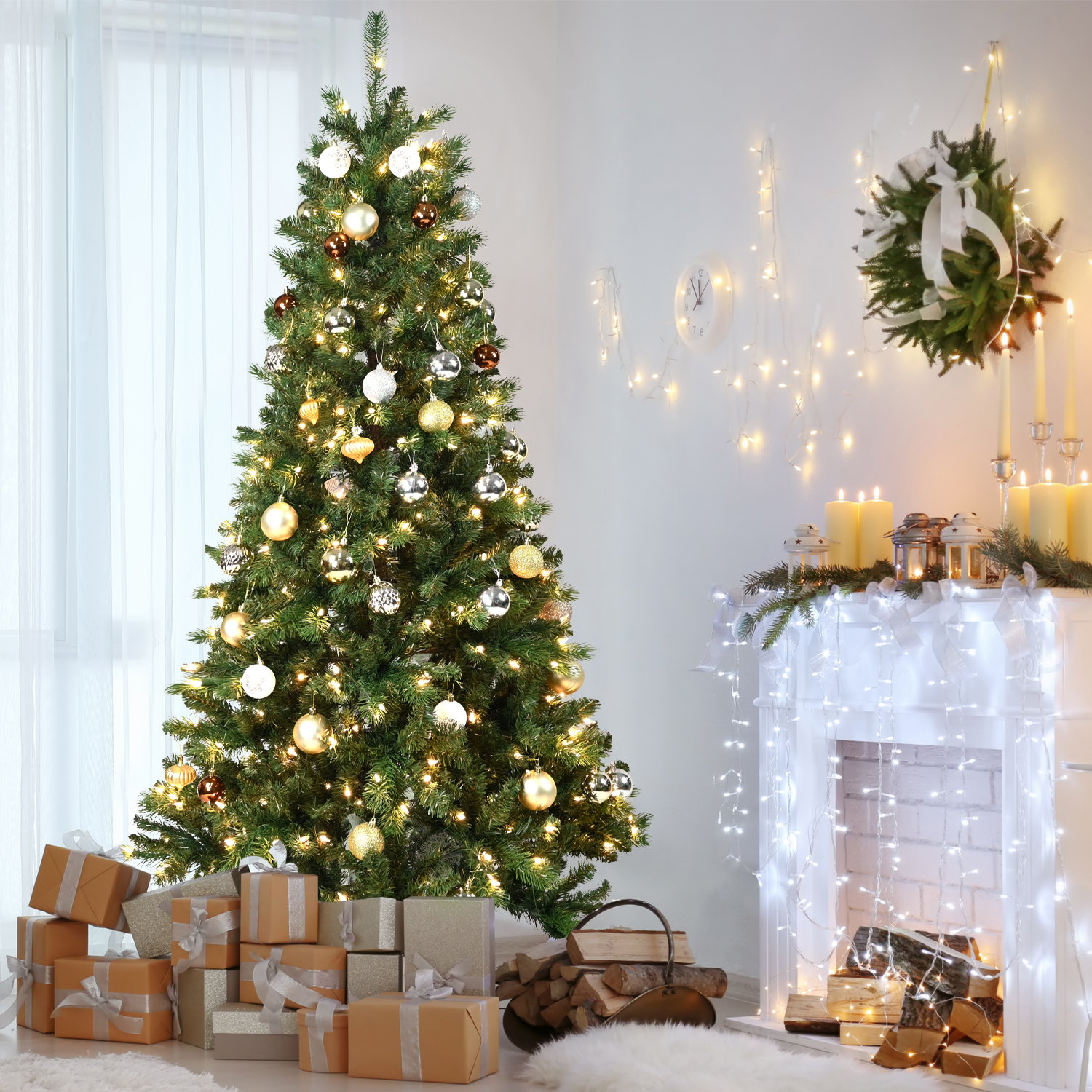 Alcott Hill® 7 Ft. PE/PVC Mixed Automatic Artificial Christmas Tree ...