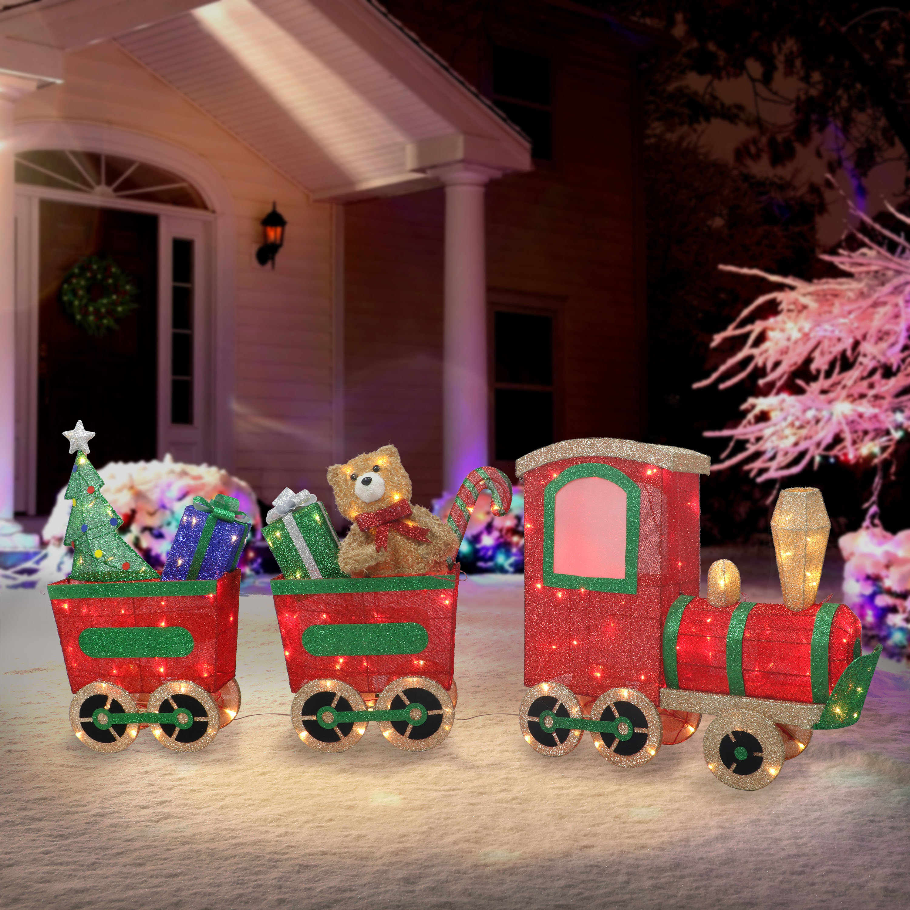 The Holiday Aisle® Lighted Outdoor Wire Frame Train With Presents ...