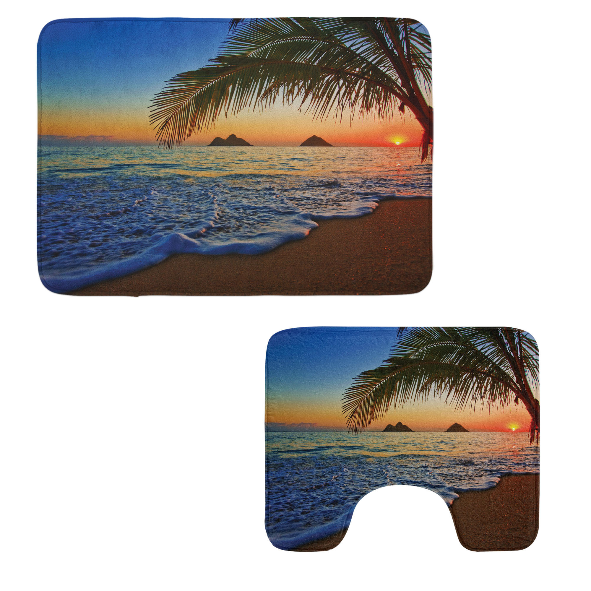 East Urban Home Hawaiian Bathroom Rug Set 2 Pieces Rectangle & Contour ...
